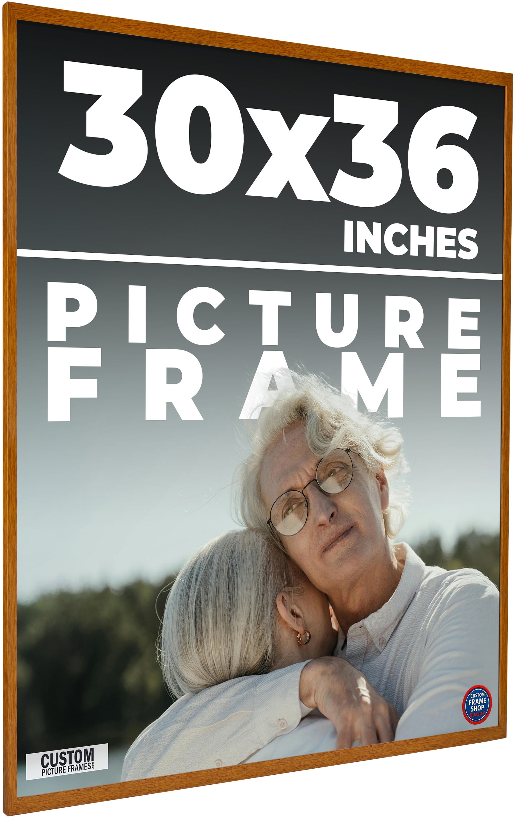 30x36 Honey Brown Real Wood Picture Frame Width 0.75 inches | Interior ...