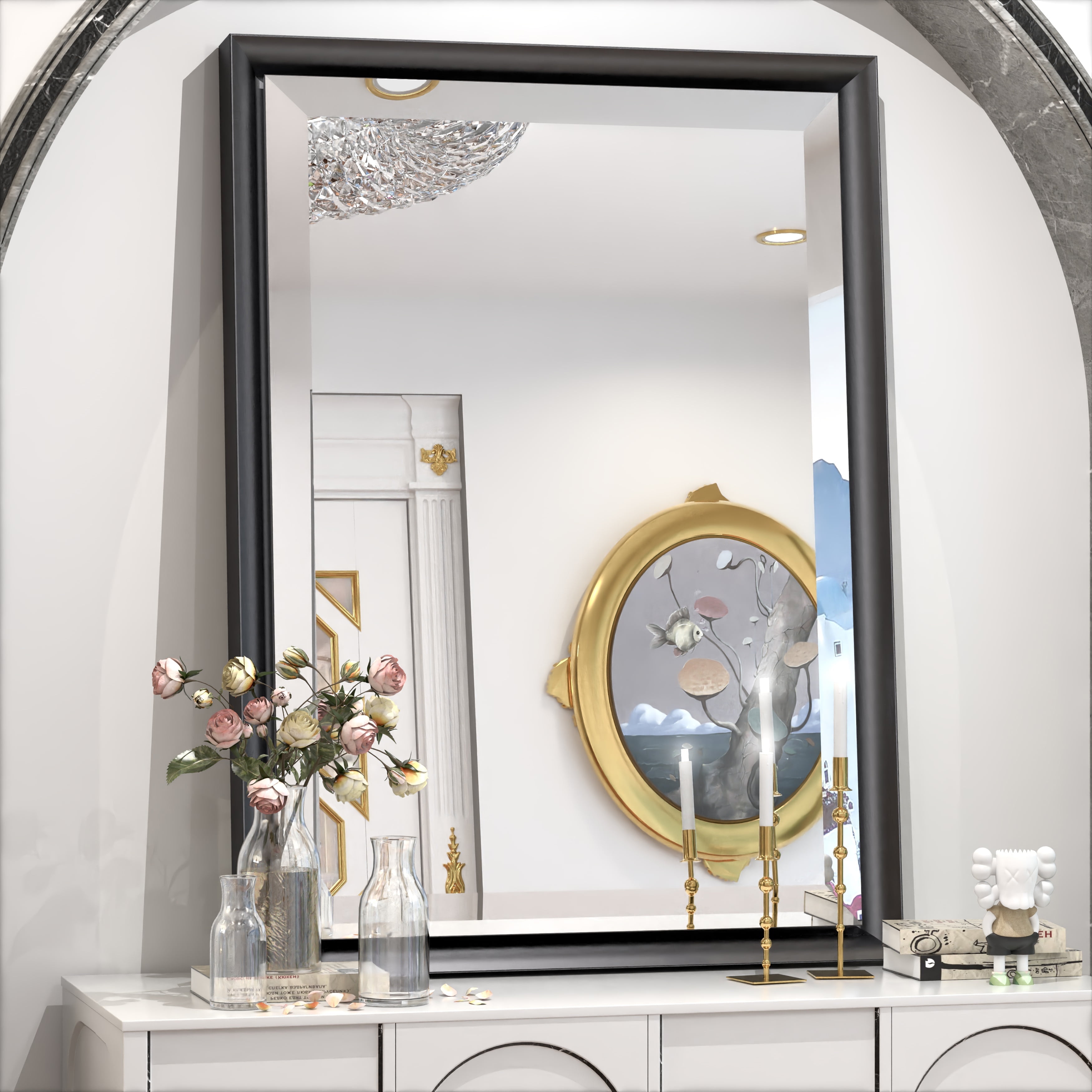 JSneijder 30x36 inch Black Bathroom Vanity Mirror, Rectangular Aluminum ...