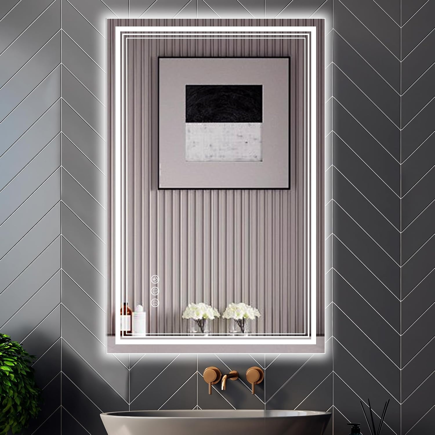 30x36 Inch LED Bathroom Mirror with Front Light, Anti-Fog, Dimmable ...