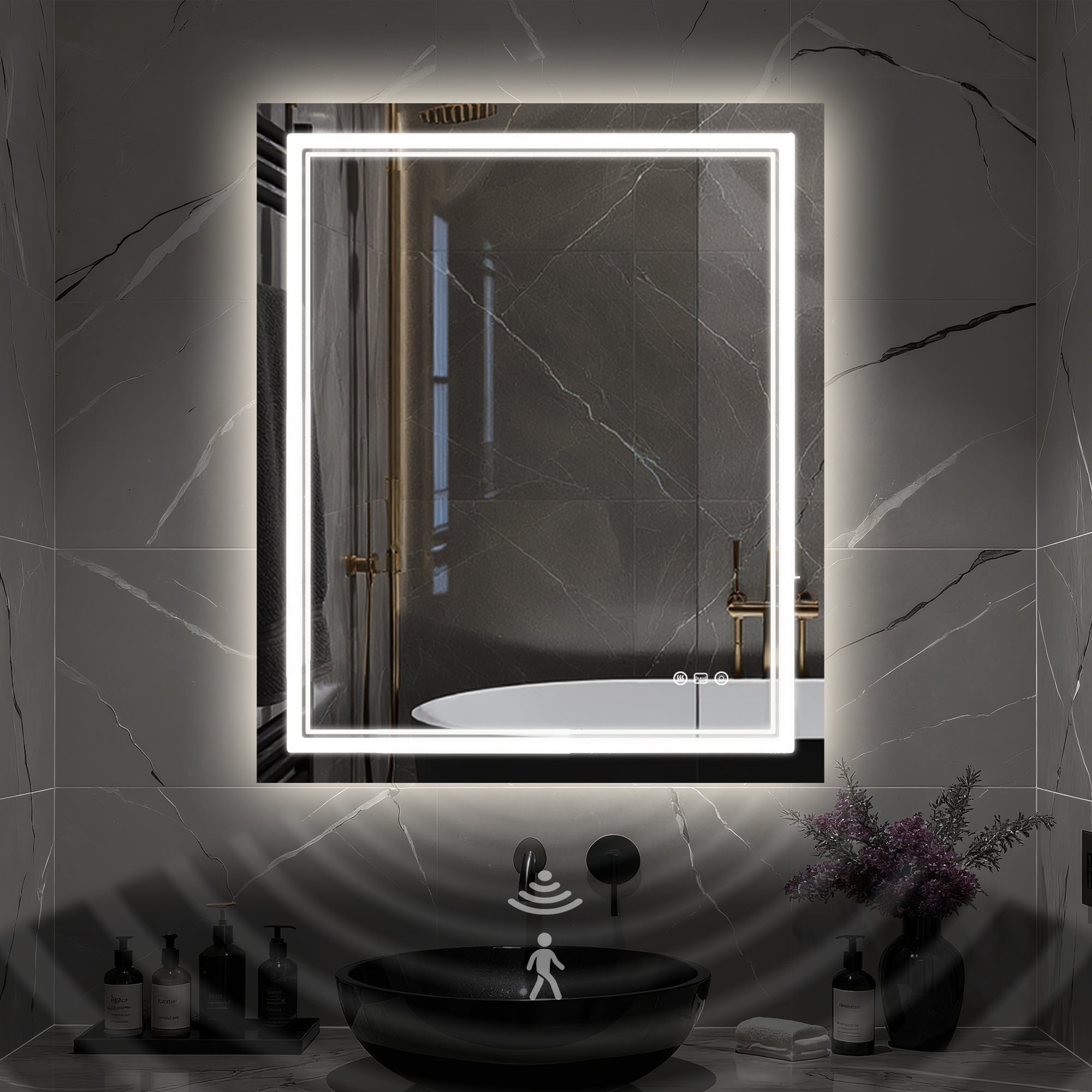 Odernirror 30"x36" LED Bathroom Mirrors with Radar Sensor, Anti-Fog ...