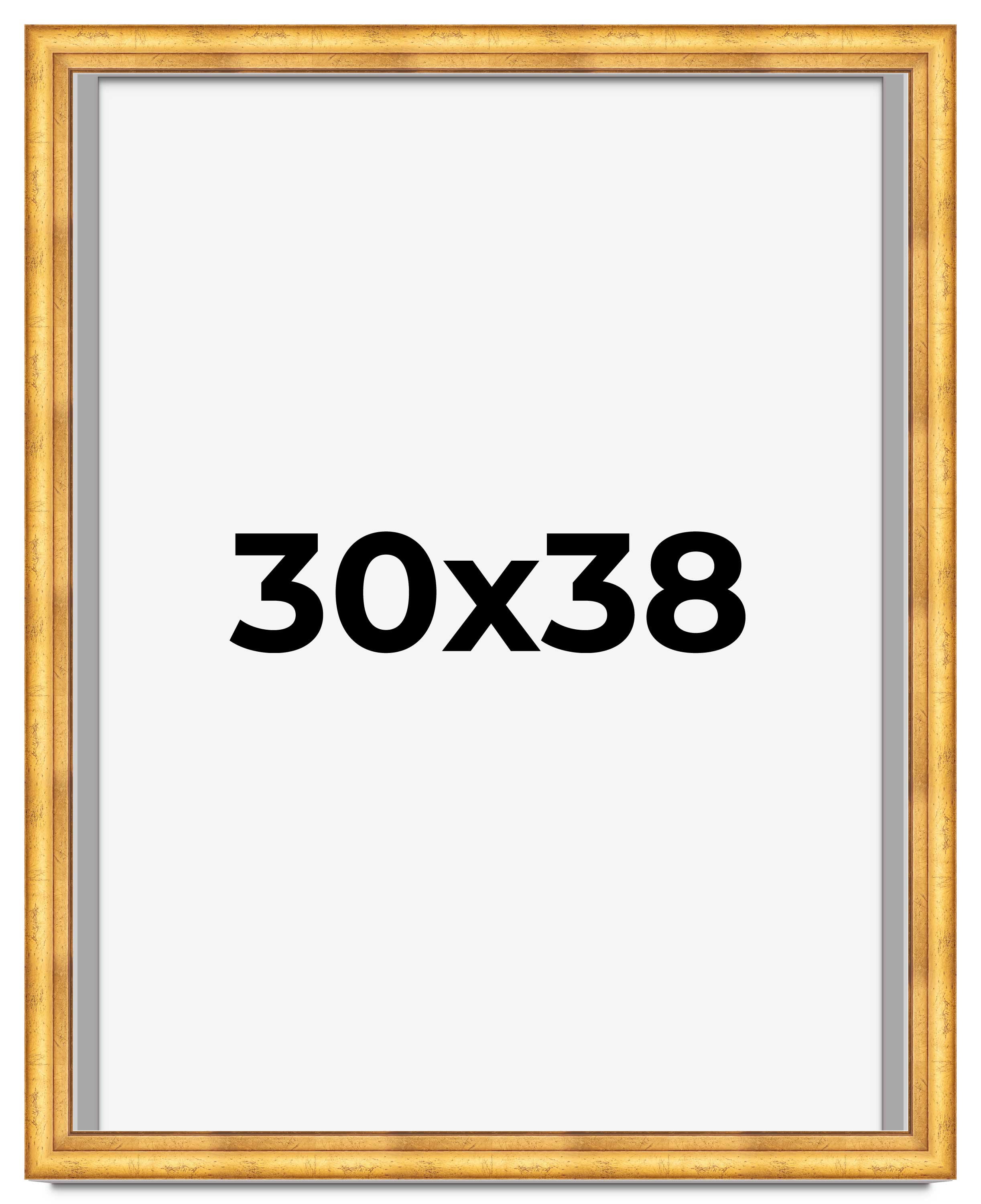 30x38 Shadow Box Frame Gold | 1.75 Inches Deep Real Wood Traditional ...