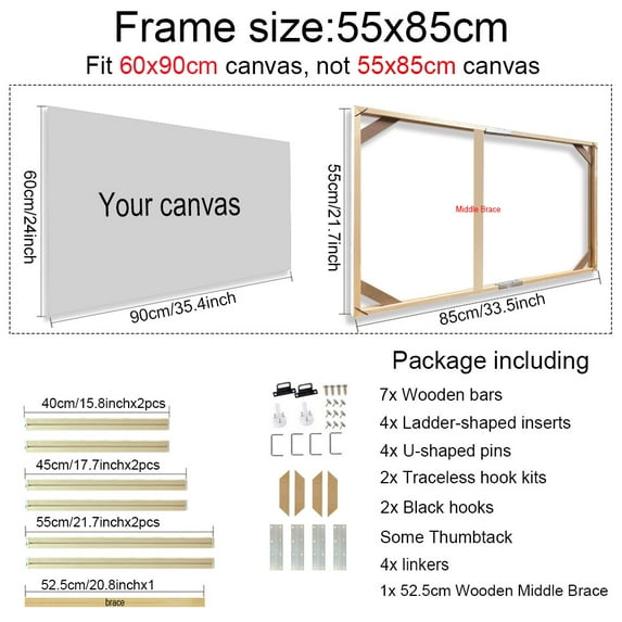 30x40 40x50 60x90cm Canvas Frame Wooden Frames Wooden Photo Oil ...
