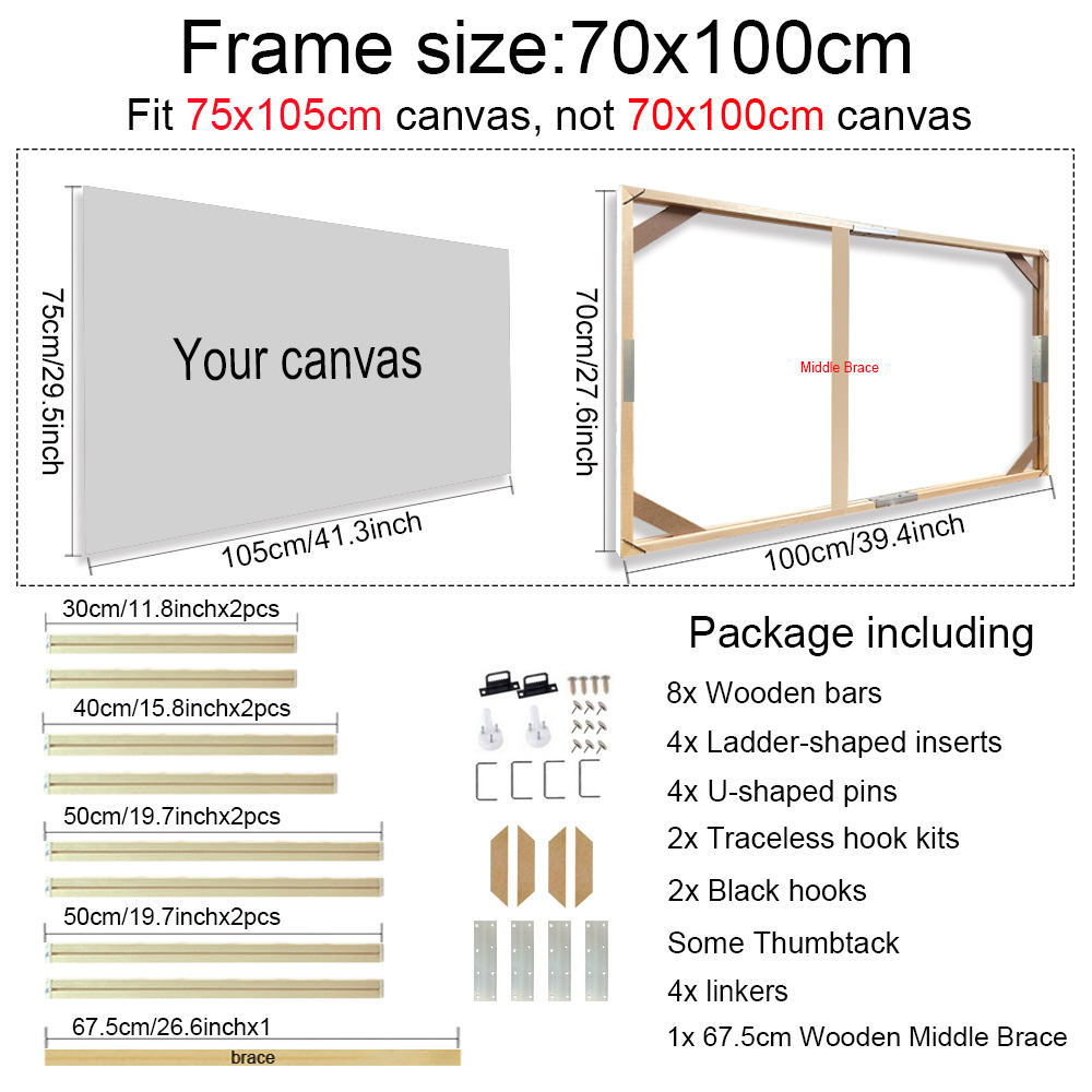 30x40 40x50 60x90cm Canvas Frame Wooden Frames Wooden Photo Oil ...
