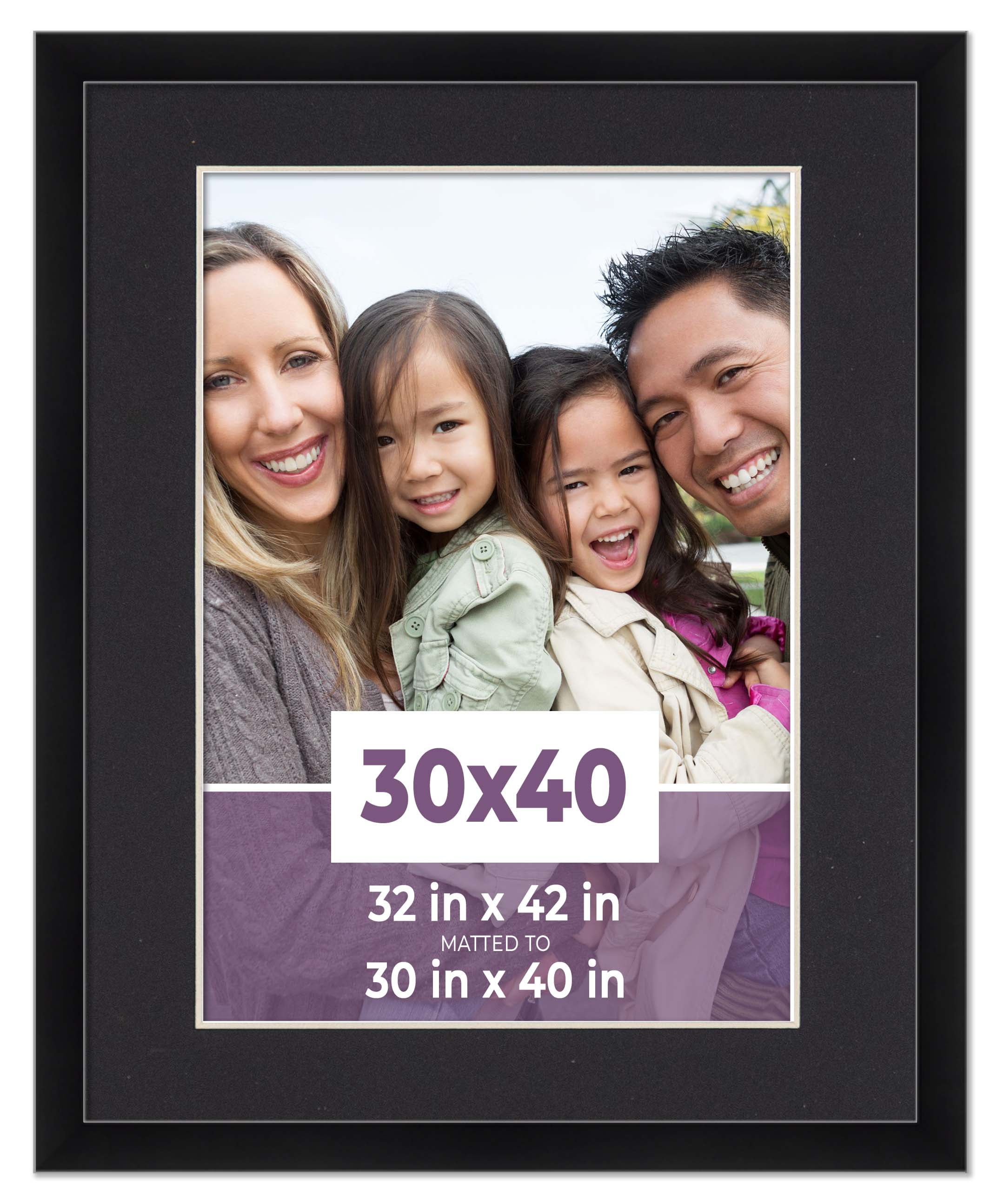 30x40 Frame Black With Black Picture Mat For 30x40 Photo - Black 32x42 ...