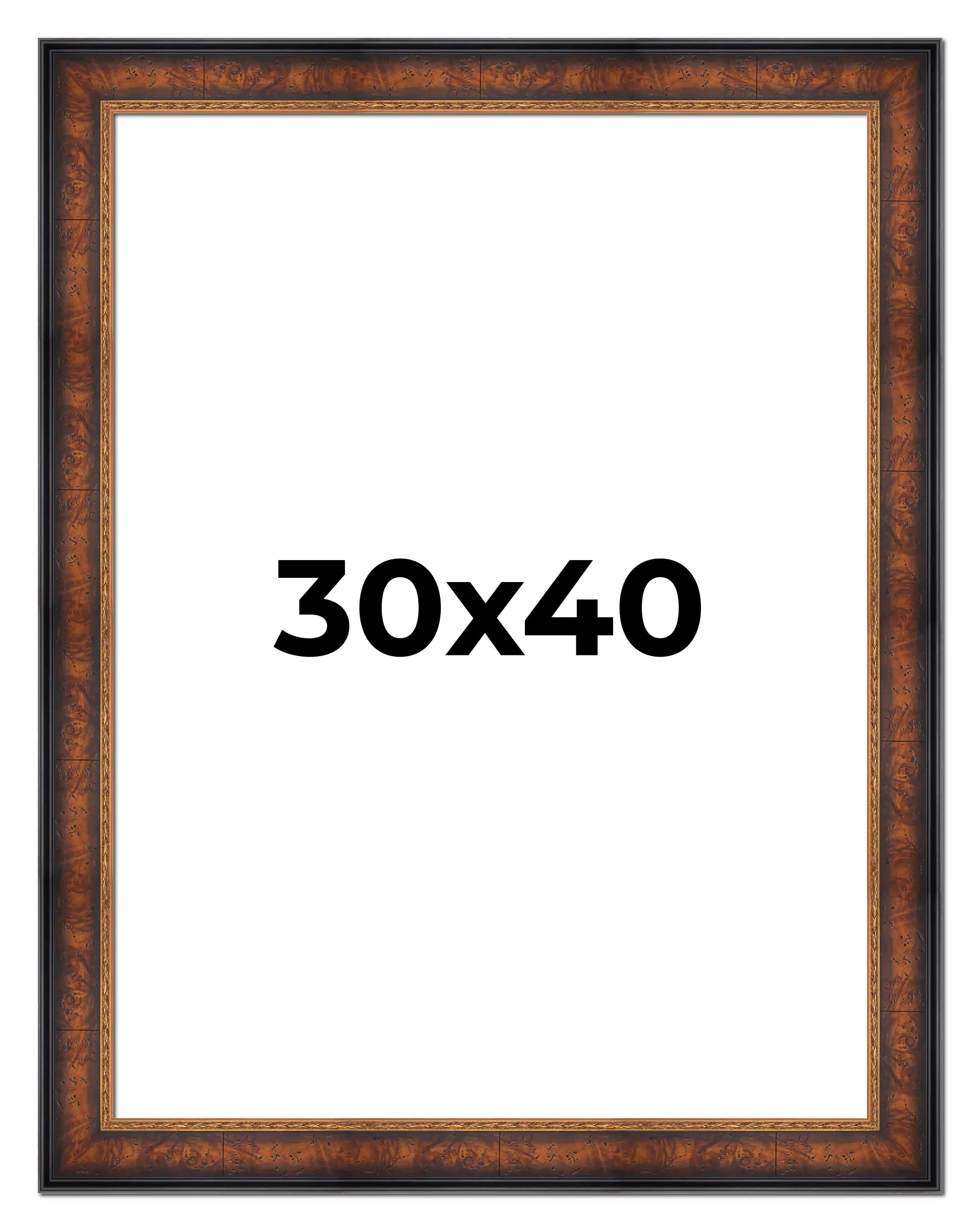 30x40 Frame Brown Walnut Gold Ornate Trim Solid Wood Plein Air Picture ...