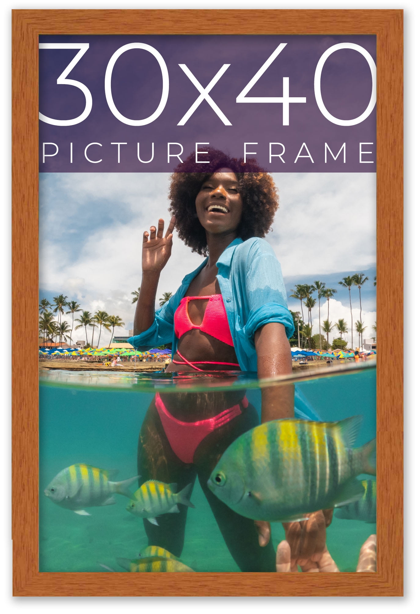 30x40 Frame Honey Pecan Solid Wood Picture Frame | 0.75 inch Moulding ...