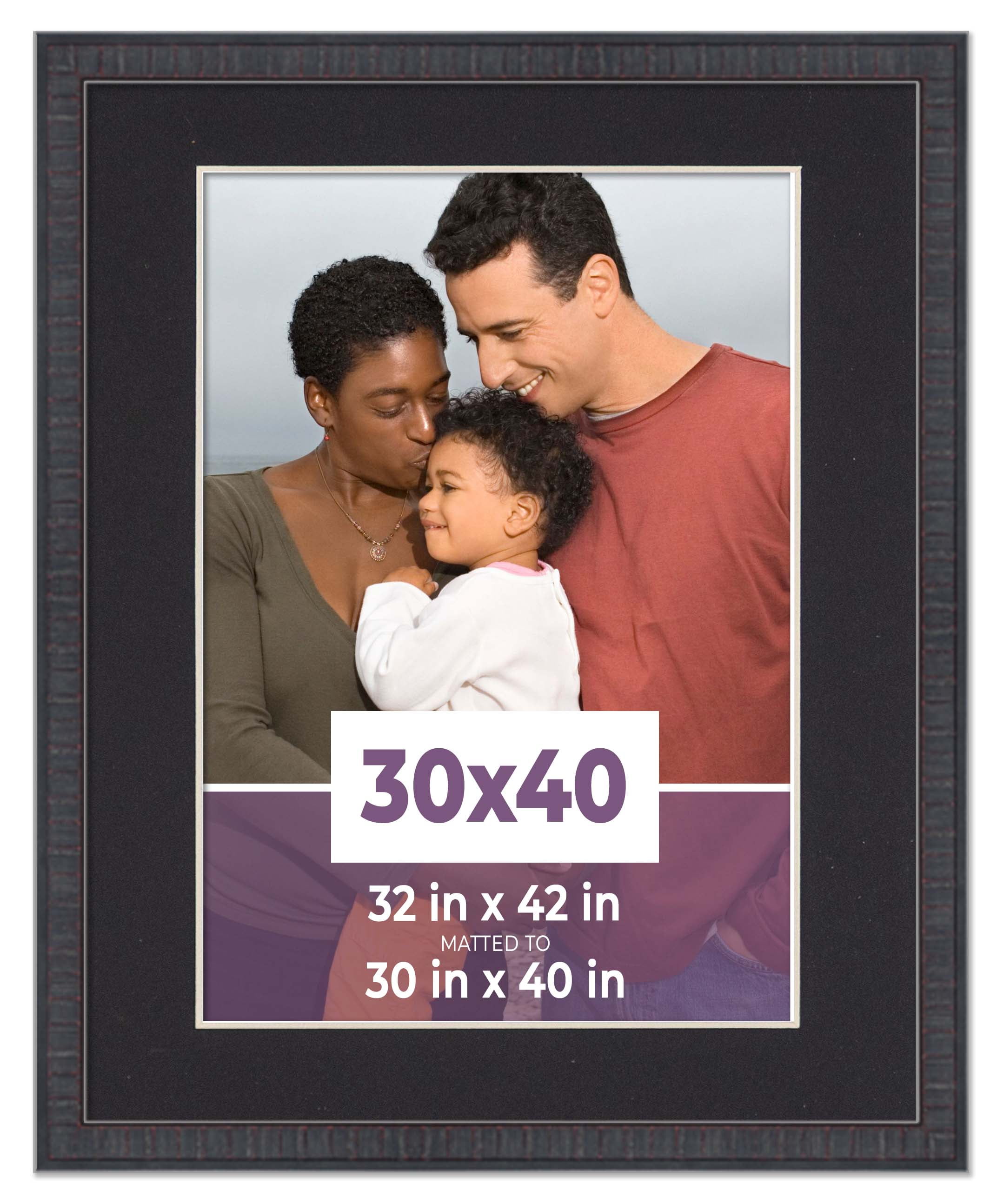 30x40 Frame Mahogany With Black Picture Mat For 30x40 Photo - Mahogany ...