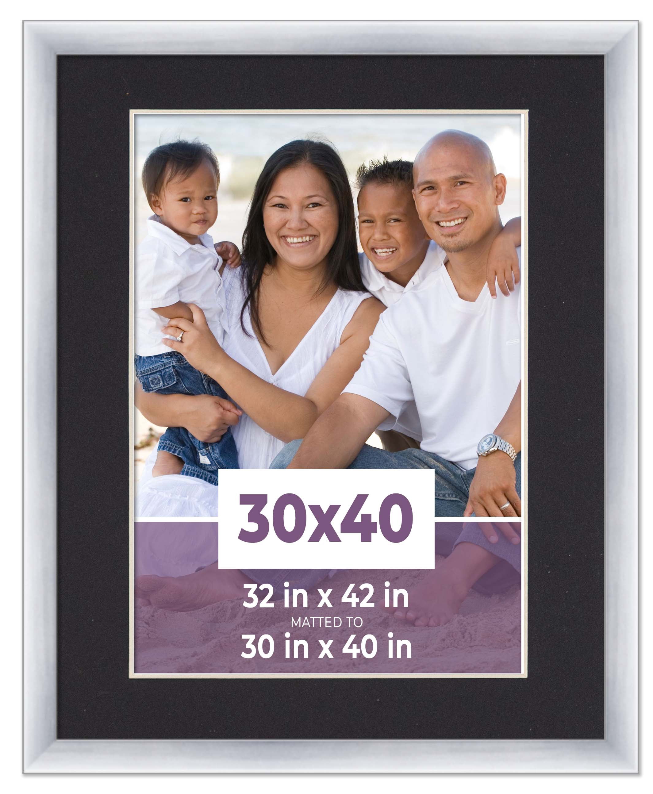 30x40 Frame Silver With Black Picture Mat For 30x40 Photo - Silver ...