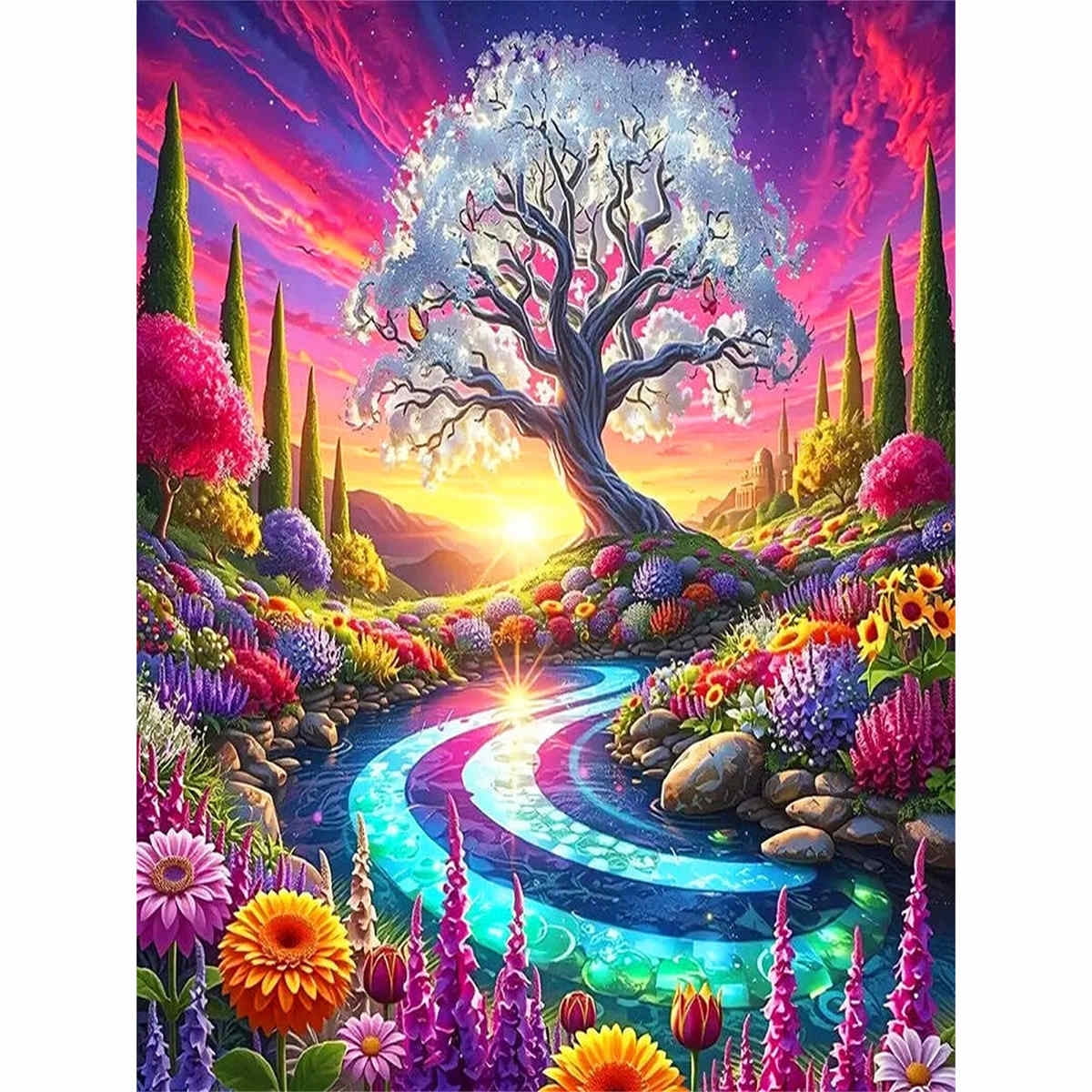 30x40cm/11.8x15.75in 5D Full Drill Fantasy Rainbow Garden Diamond ...