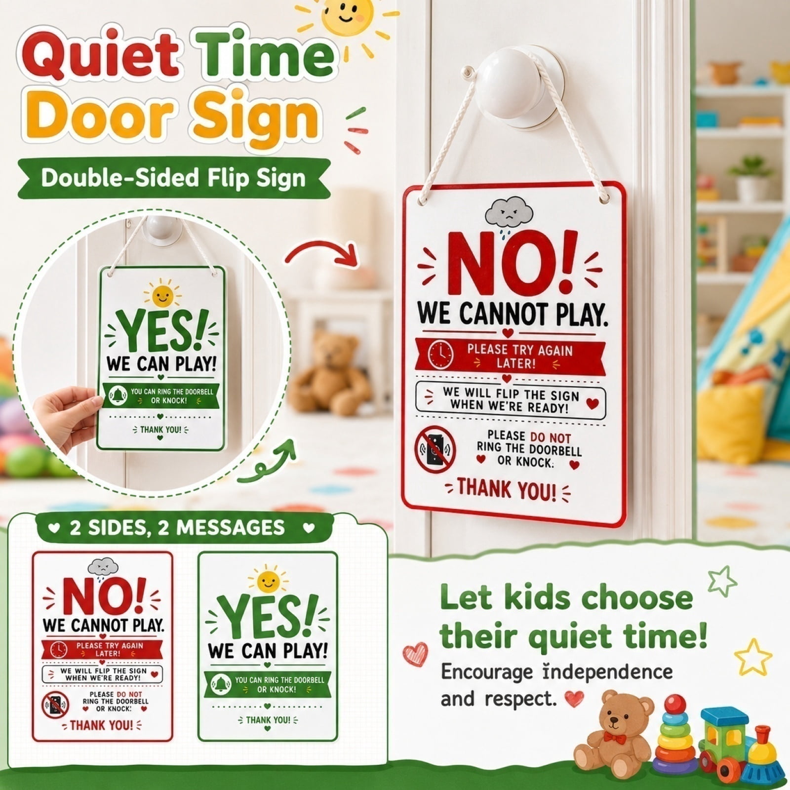 30x40cm Summer Quiet Time Door Sign – Reversible Double Sided Do Not ...