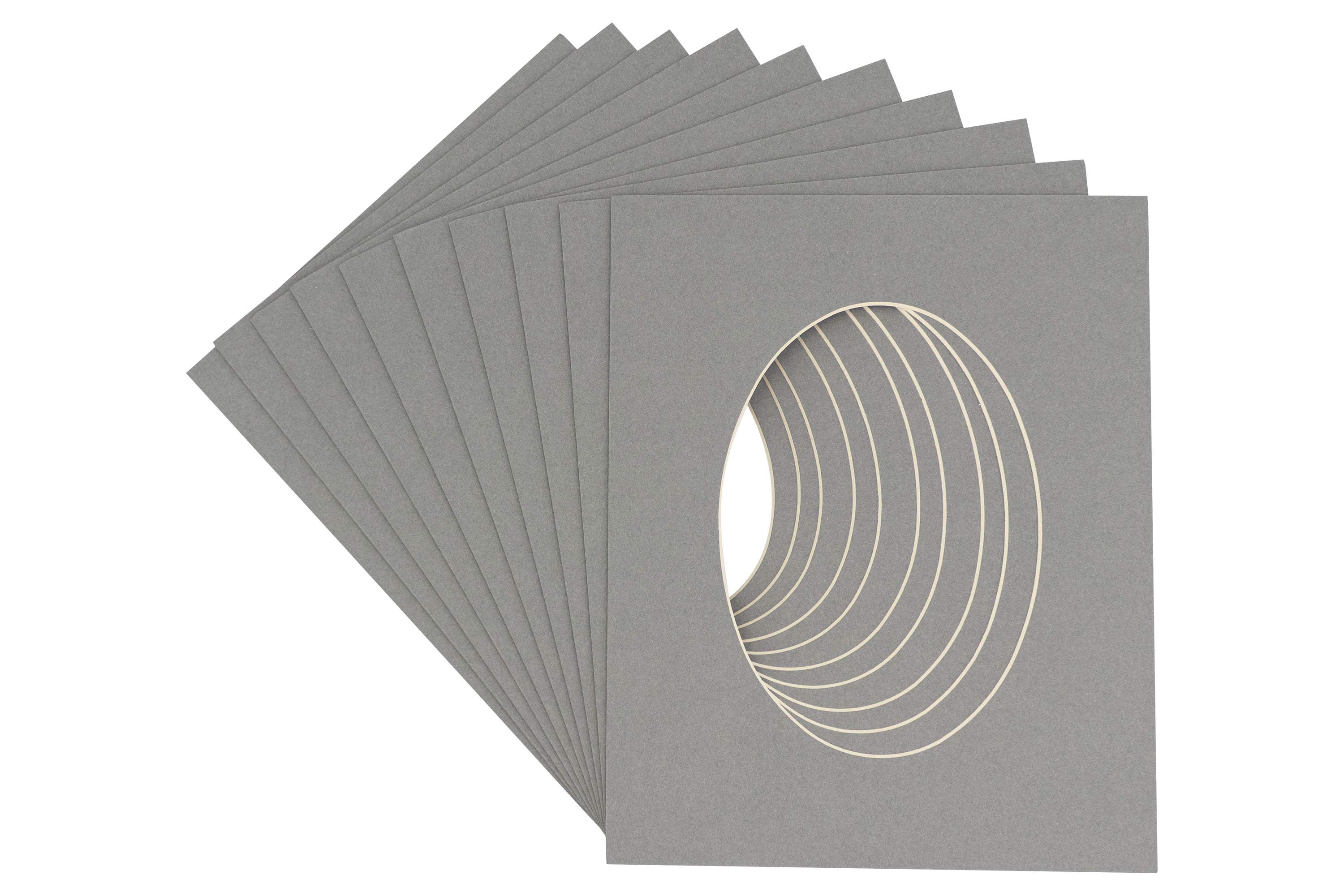 30x42 Mat Bevel Cut for 28x40 Photos Precut Mid Grey Oval Shaped Photo ...