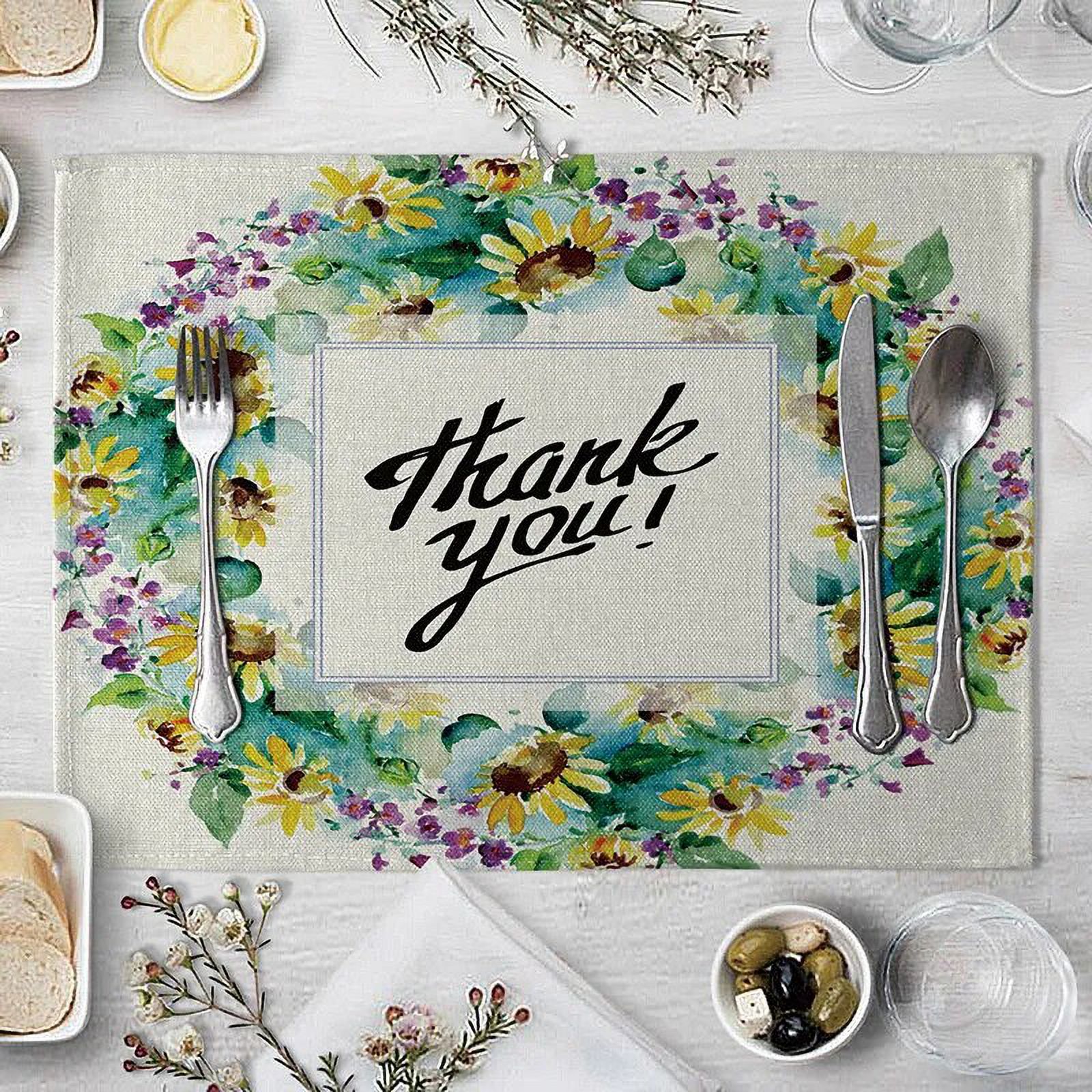 30x45cm Leaves Plant Letter Linen Dining Table Mat Love Green Tropical ...