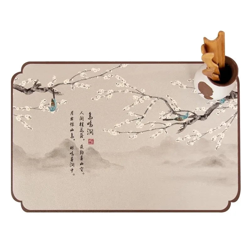 30x45cm neo Chinese Zen style place mat anti-scalding faux leather heat ...