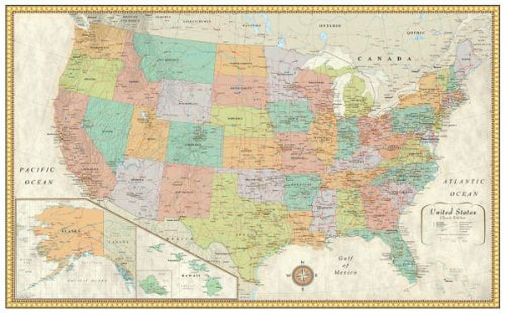 30x50 RMC Classic Edition United States Wall Map - Laminated - Walmart.com