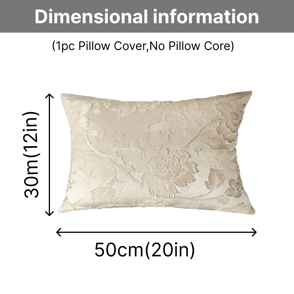 30x50cm Jacquard Polyester Rectangular Cushion Cover, Beige Peony ...