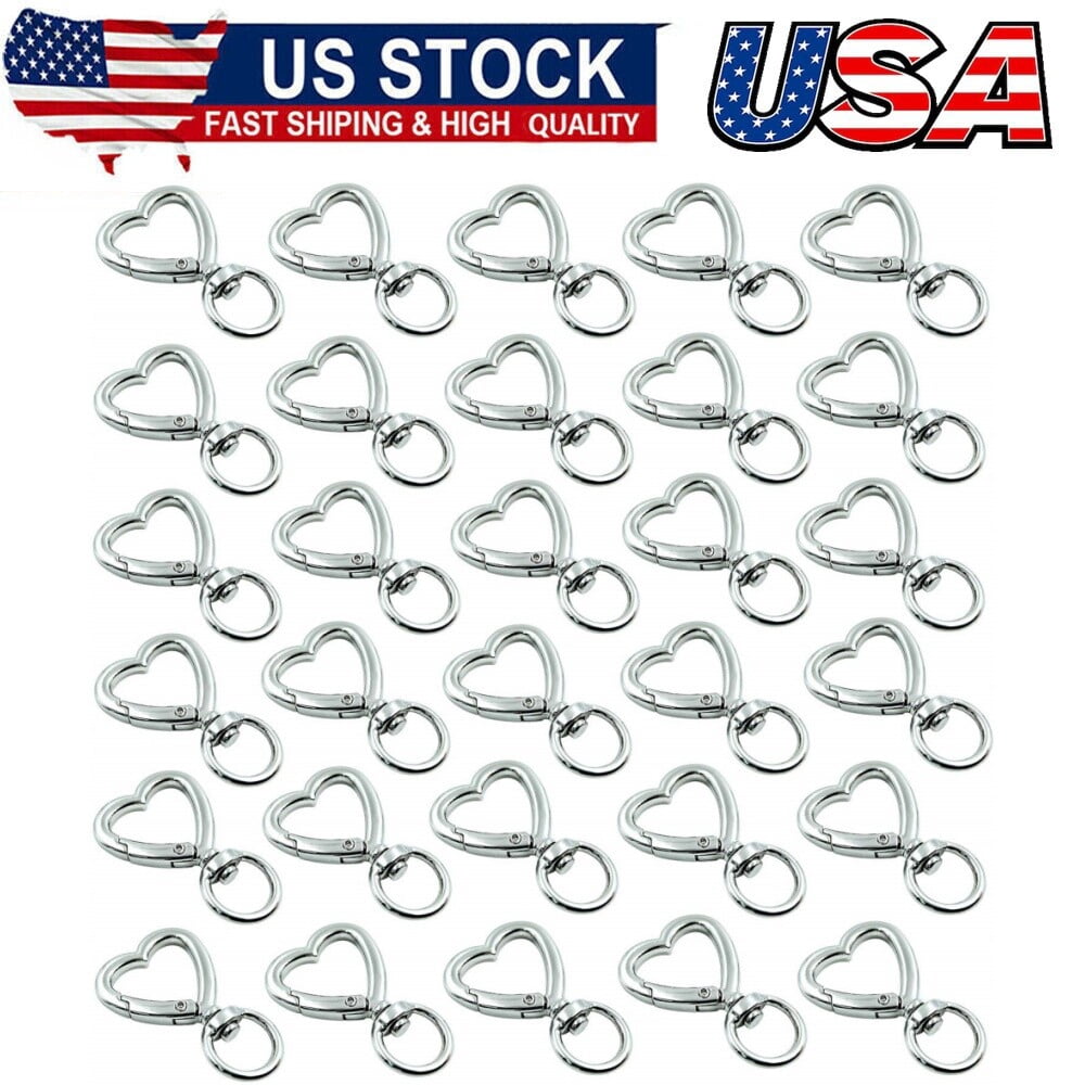 30xMetal Heart Shape Keychain DIY Creative Design Hanging Buckle Key ...