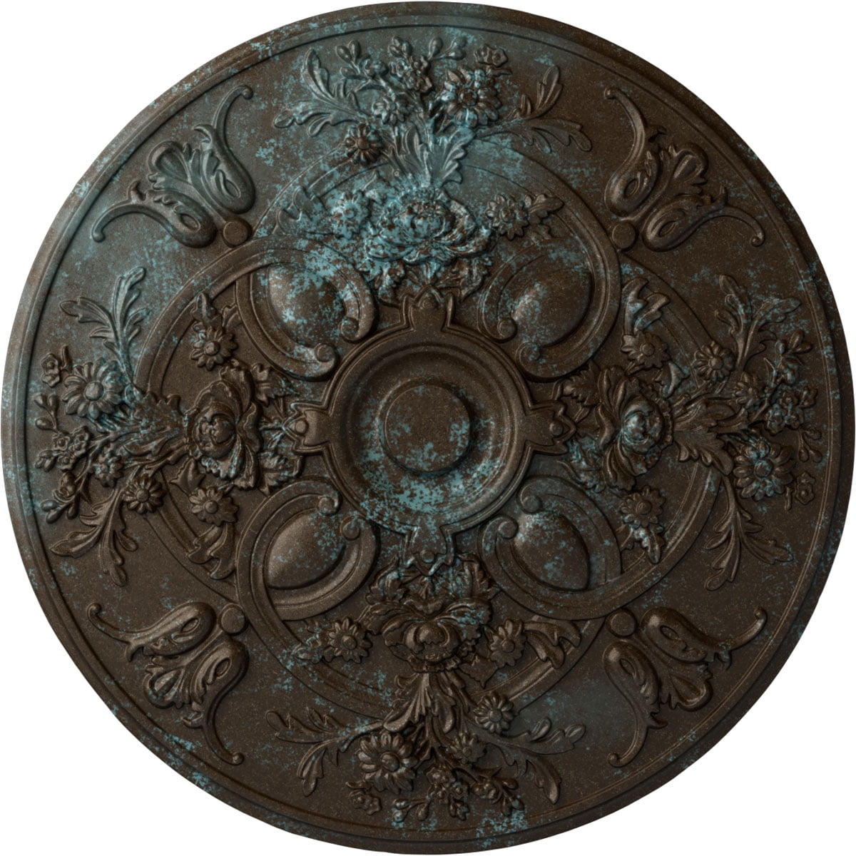 31 1/4"OD x 2 1/4"P Baile Ceiling Medallion Bronze Blue Patina Finished ...