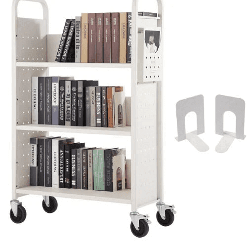 31.1" x 15.2" x 49.2" Rolling Book Cart Single Sided L-Shaped Flat ...