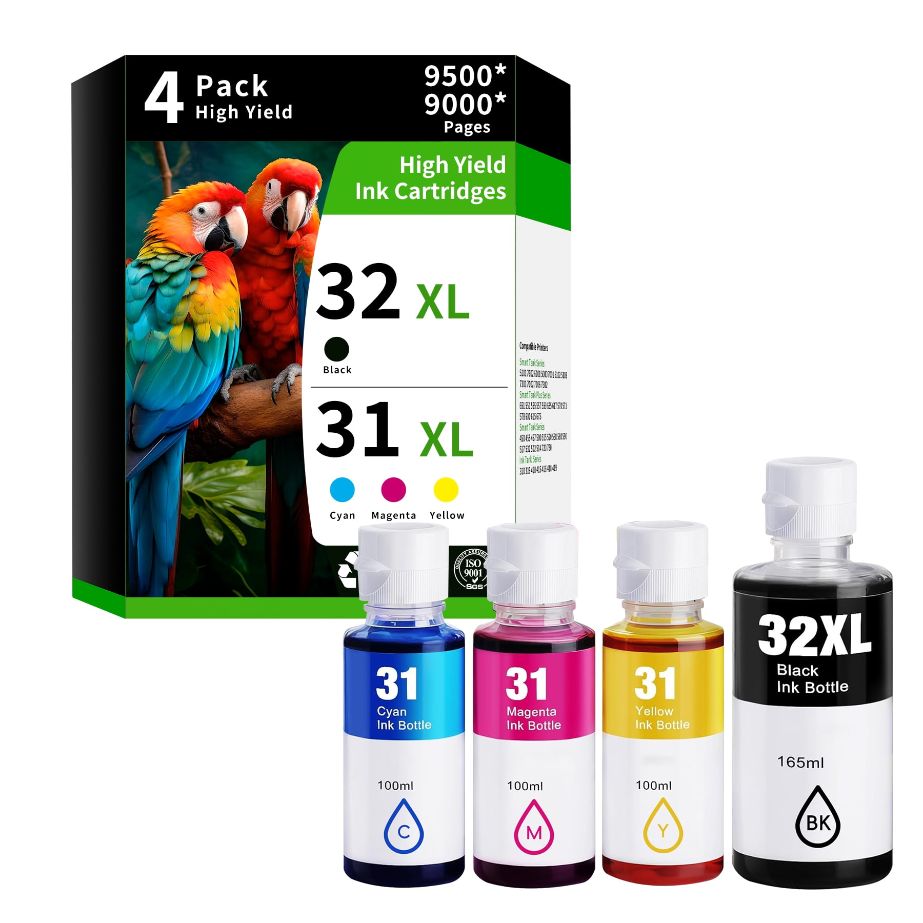 31 32XL Ink Bottle Set Replacement for HP Smart Tank 5101 7602 6001 ...