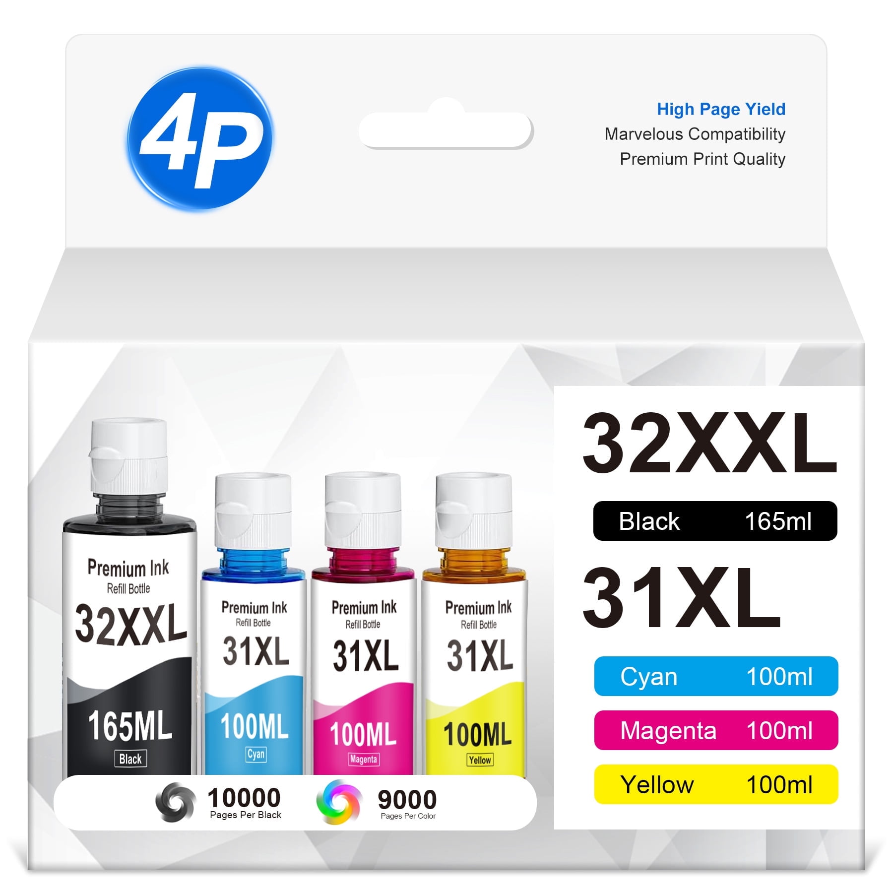 31 32XL Ink Refills Compatible for HP 31 Ink Refill Bottle for HP Smart ...