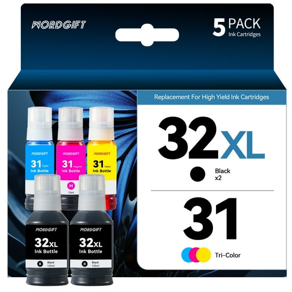 WORDGIFT 32XL 31 Ink Refill Bottles, High-Yield Compatible for HP Smart ...