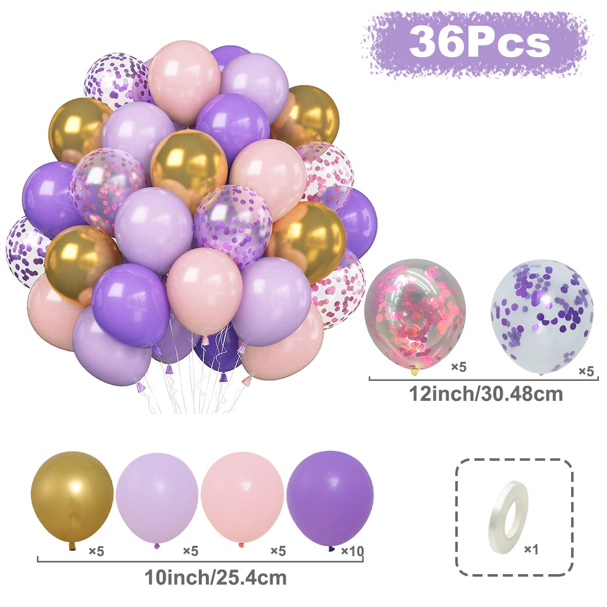 31/36/37/51/101Pcs Metallic Balloons Pearl Latex Balloon Gold Confetti ...