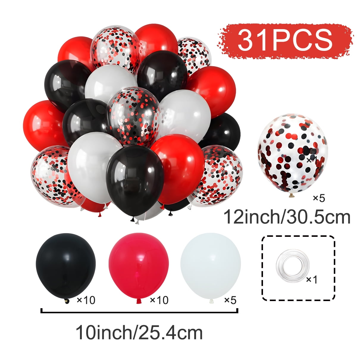31/36/37/51/101Pcs Metallic Balloons Pearl Latex Balloon Gold Confetti ...