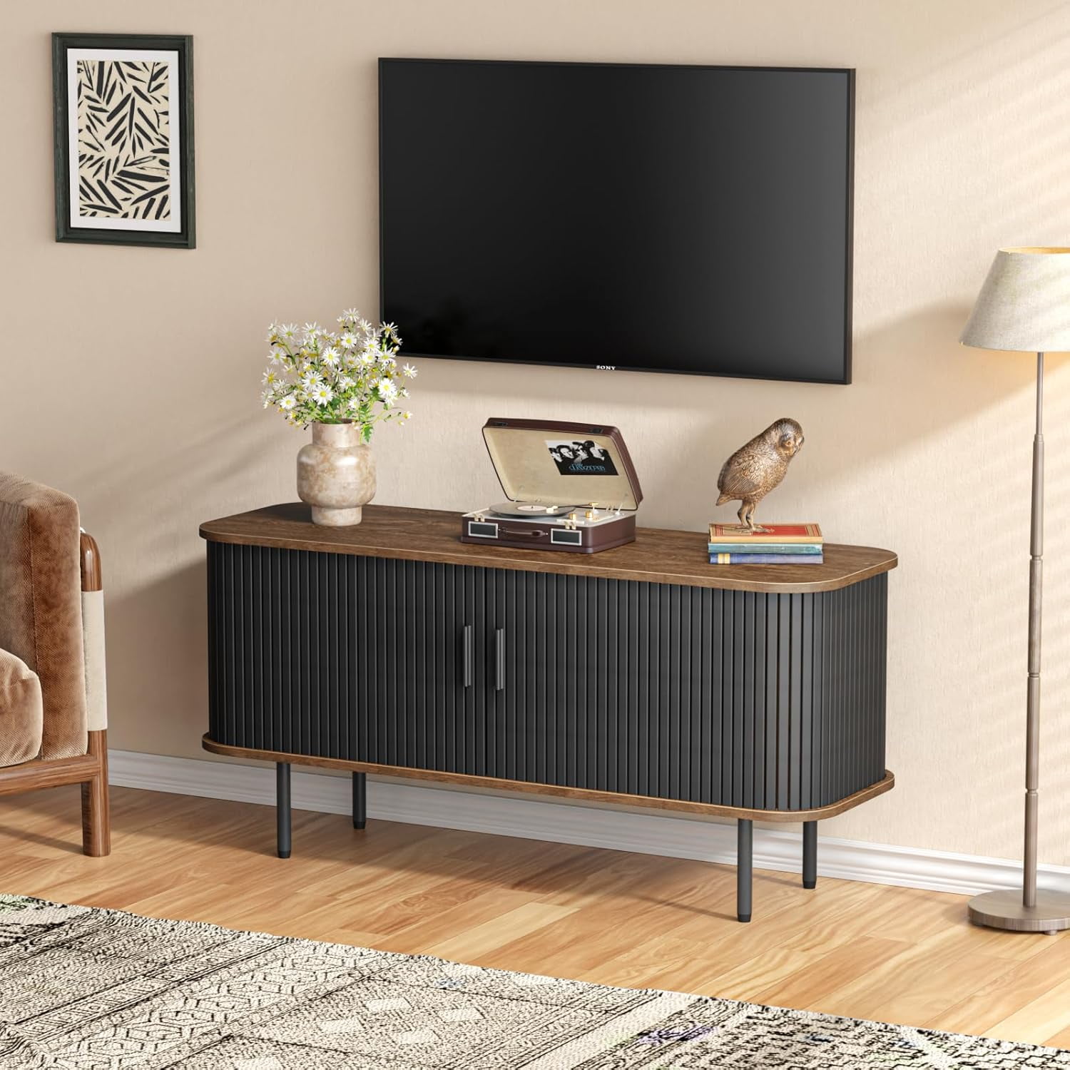 31''W Storage Cabinet Fluted Sideboard Buffet Cabinet with Storage ...
