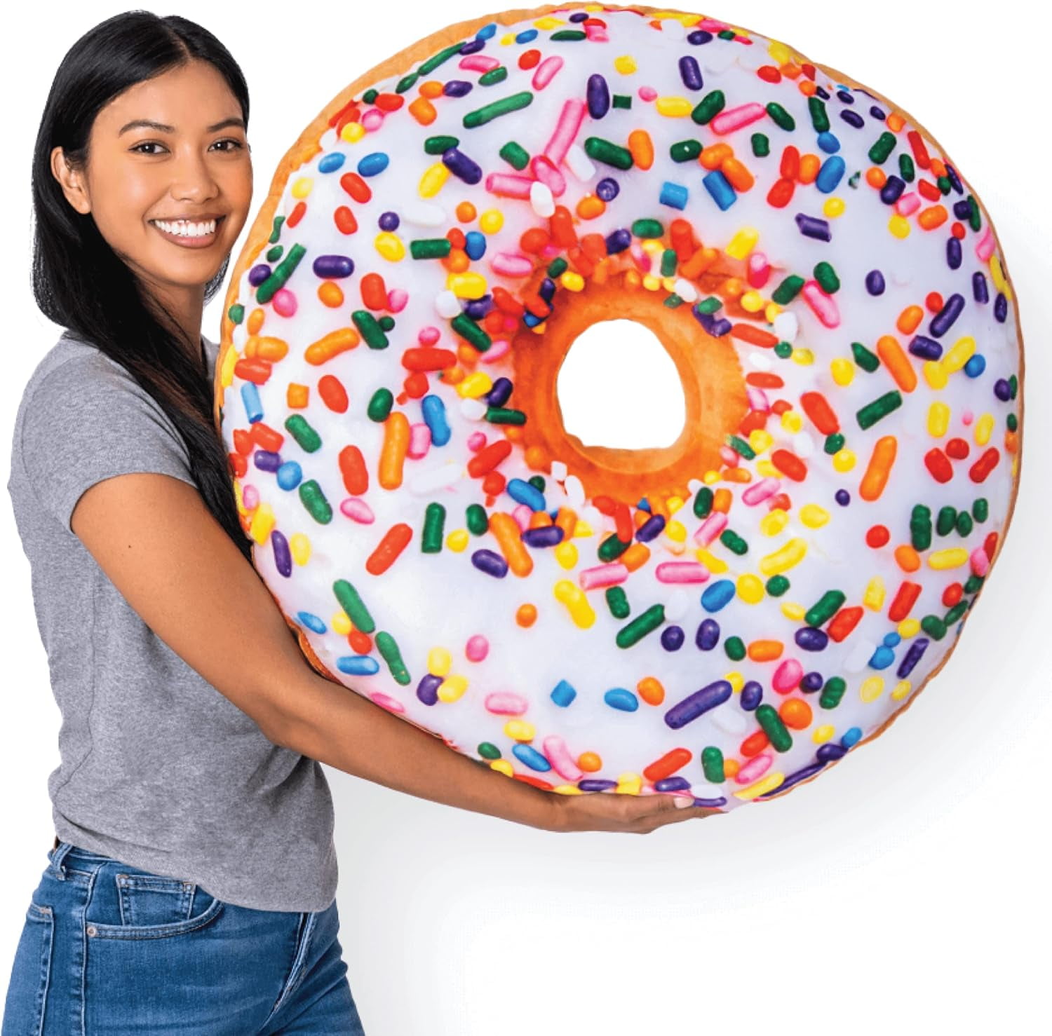 31" 3D Sprinkle Donut Throw Pillow - Made with Super Soft & Ultra ...