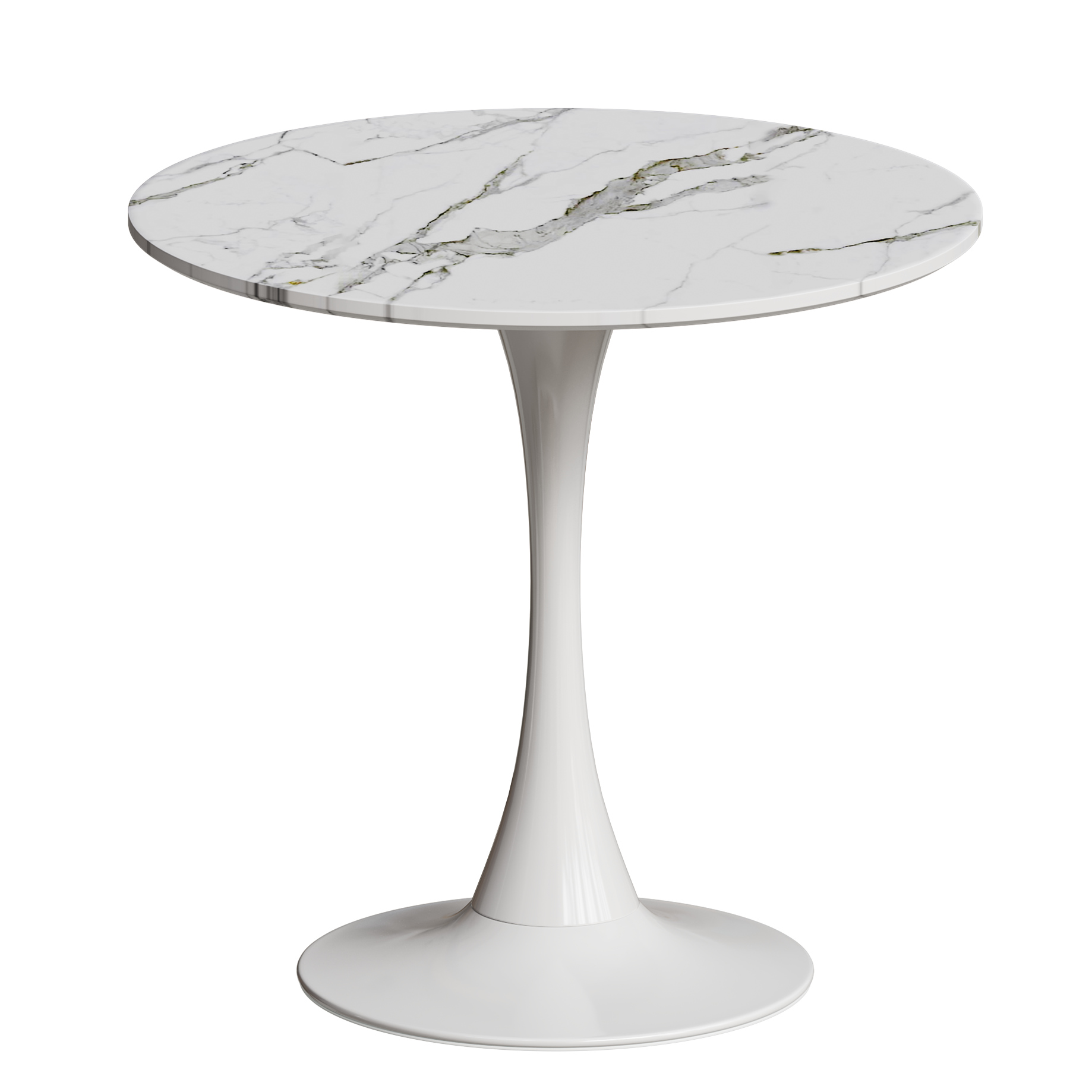 31.4" White Dining Table, Metal Leg Design For Stability, Simple Yet ...