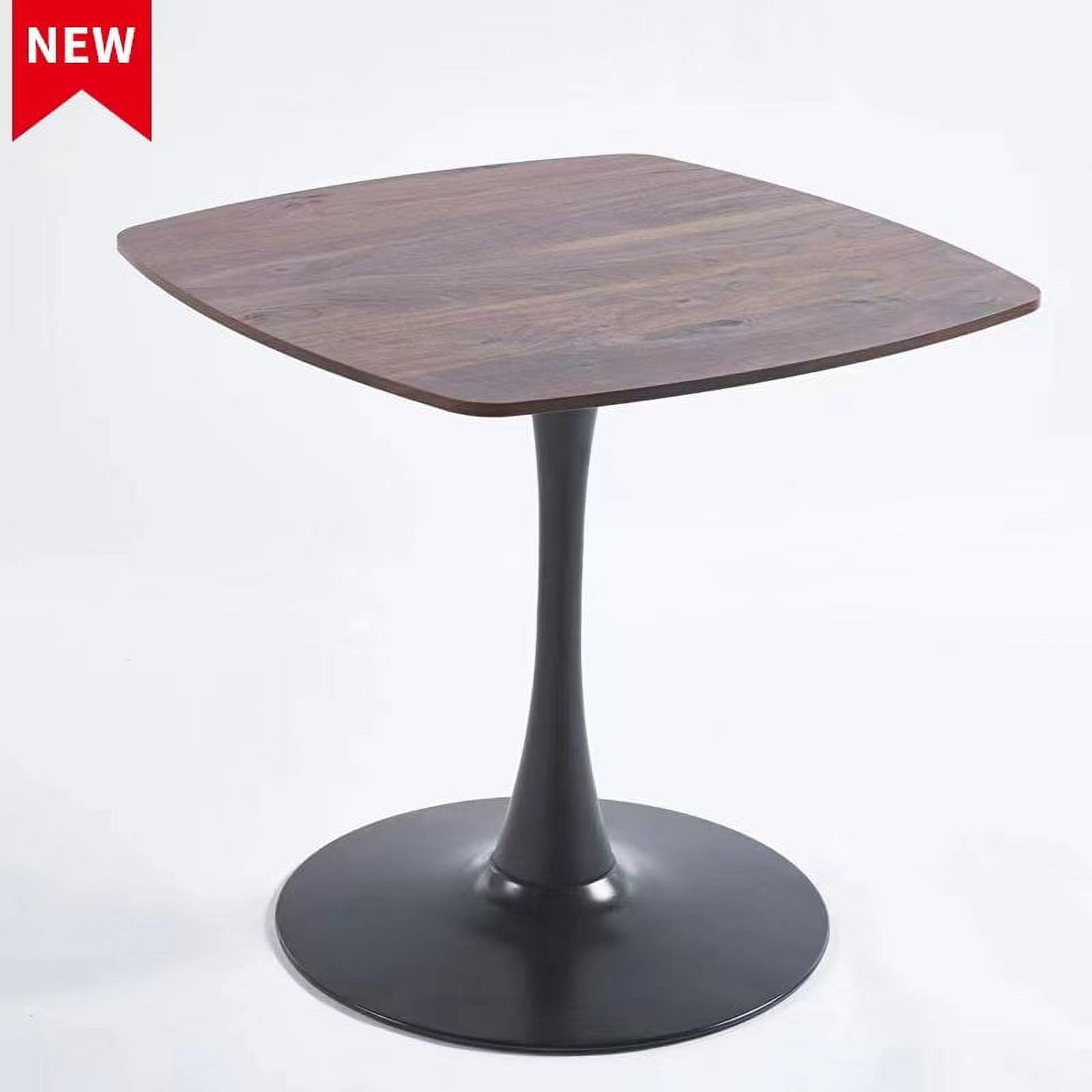 31.49" Black & Walnut Square Dining Table for 4, Mid-Century Modern ...