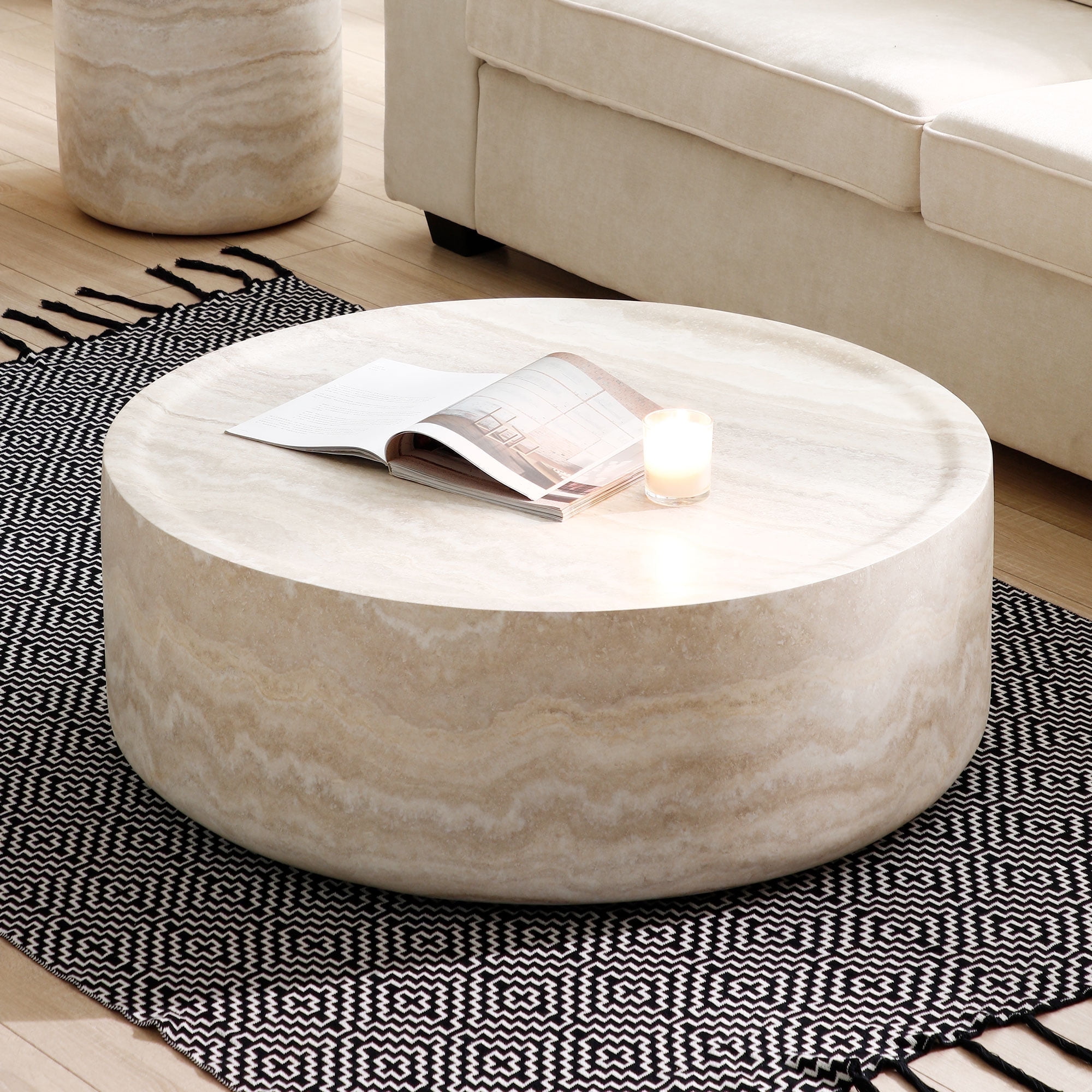 Kevinplus 31.49" Faux Mars Pattern Coffee Tables, Round Tea Tables for ...