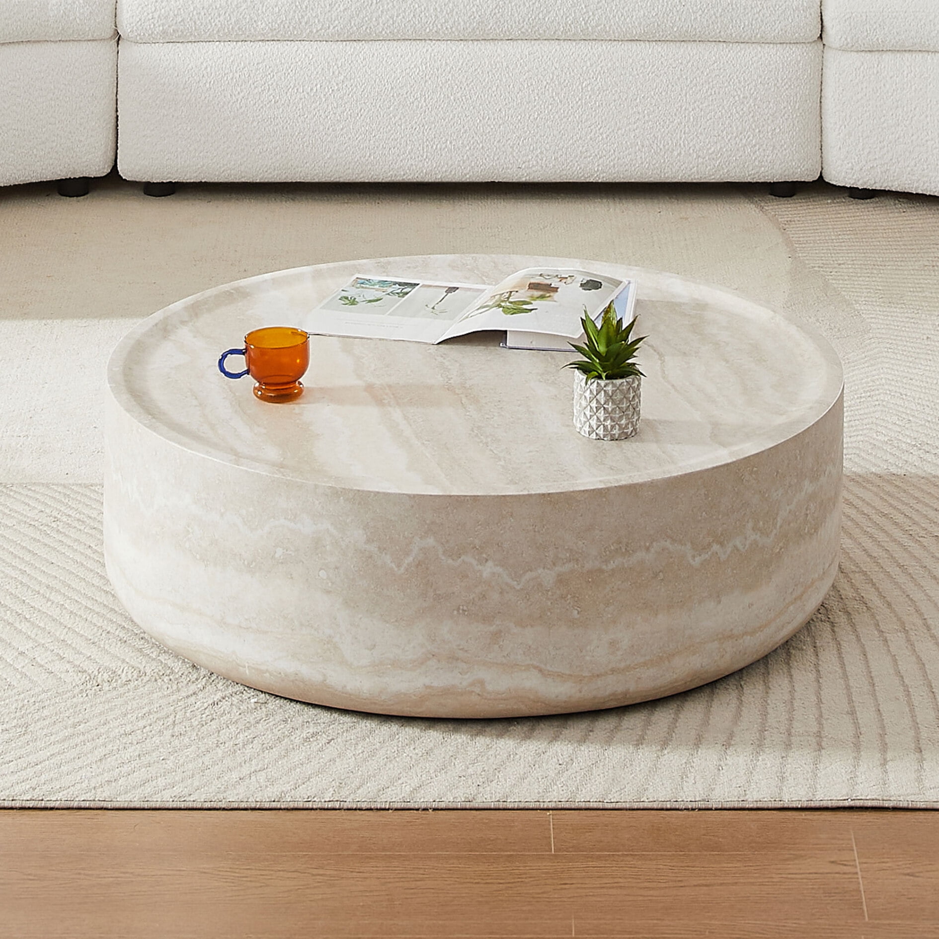 31.49'' Round Faux Mars Pattern Coffee Tables, Modern Drum Design ...