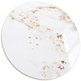 31.49" Round White Sintered Stone Table Top, Gold & Brown Vein Design ...