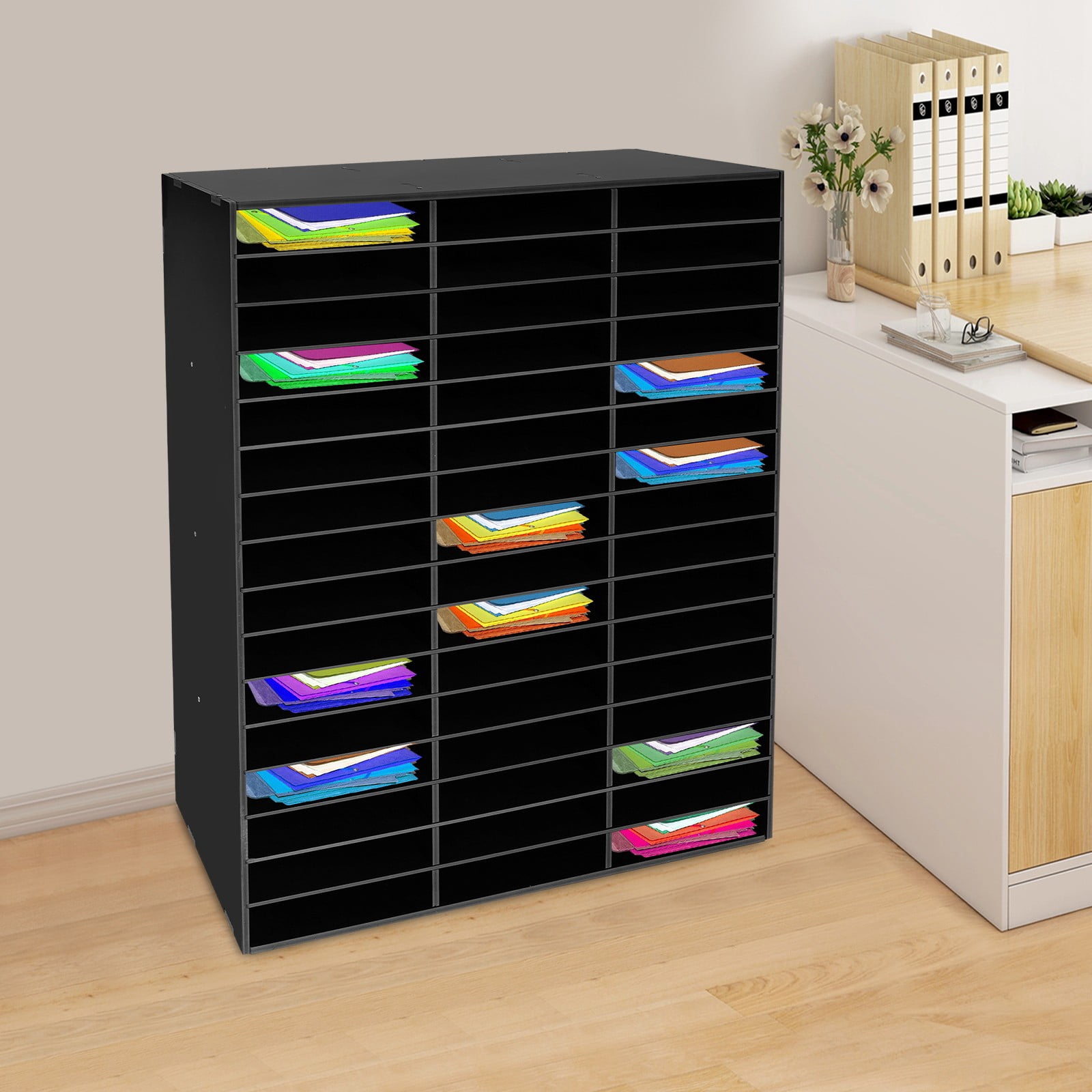 31.5*12*37.8in Modern Rectangular Black 48 Compartments Paper and Mail ...