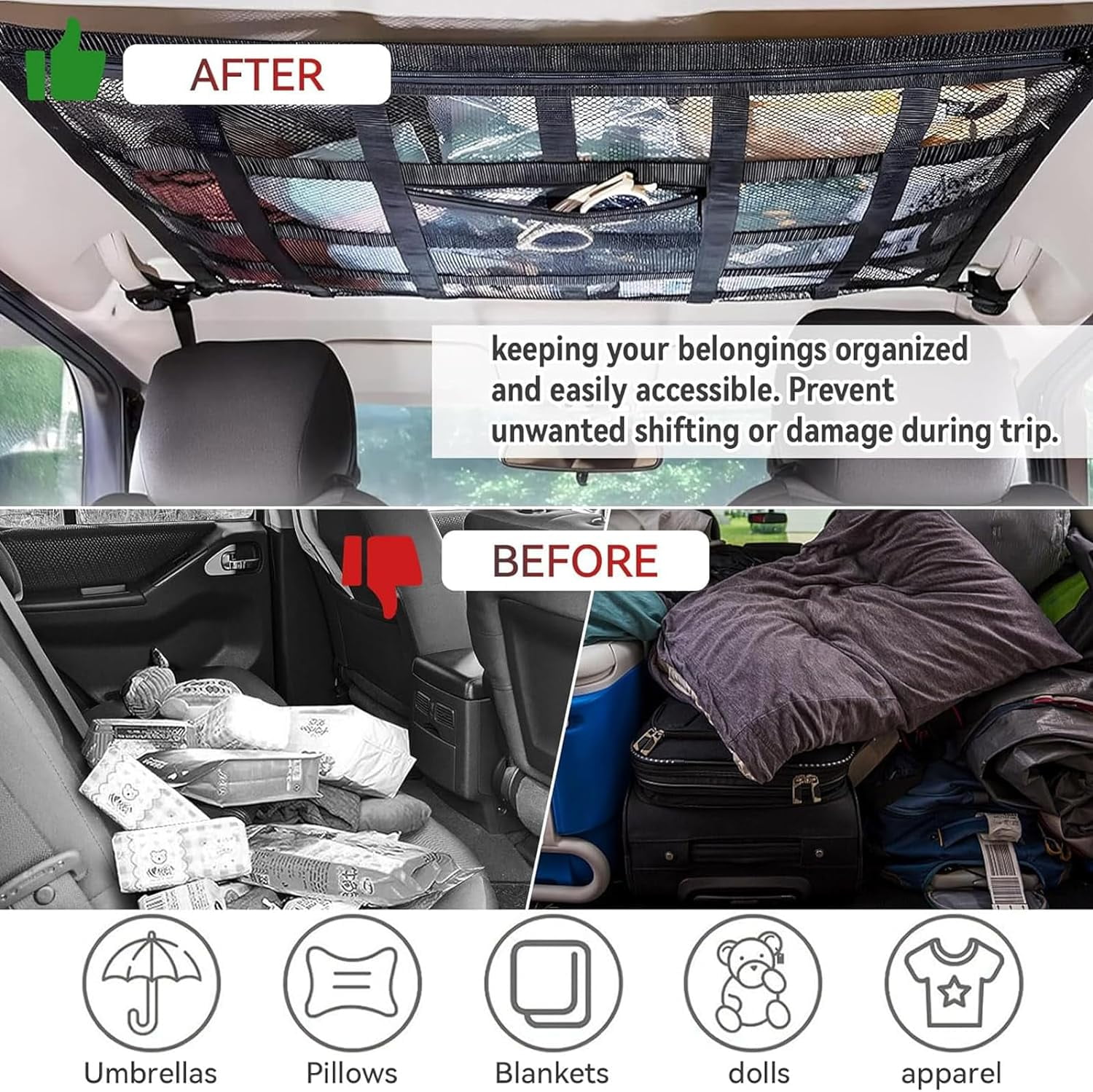 31.5"*21.6" Cargo Net, Car Ceiling Cargo Net, Car Ceiling Storage ...