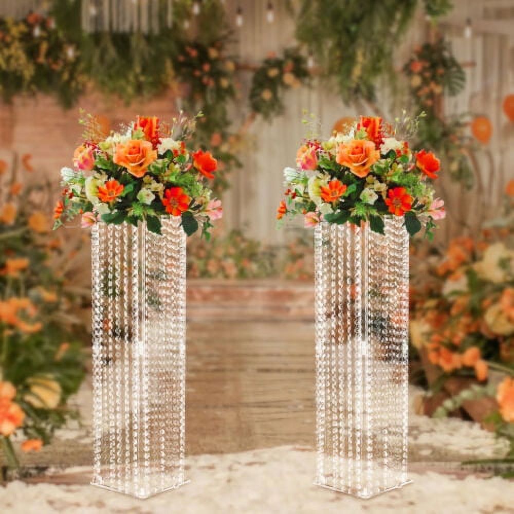 31.5" Acrylic Column Flower Stand 2Pcs Clear Vases for Centerpieces ...