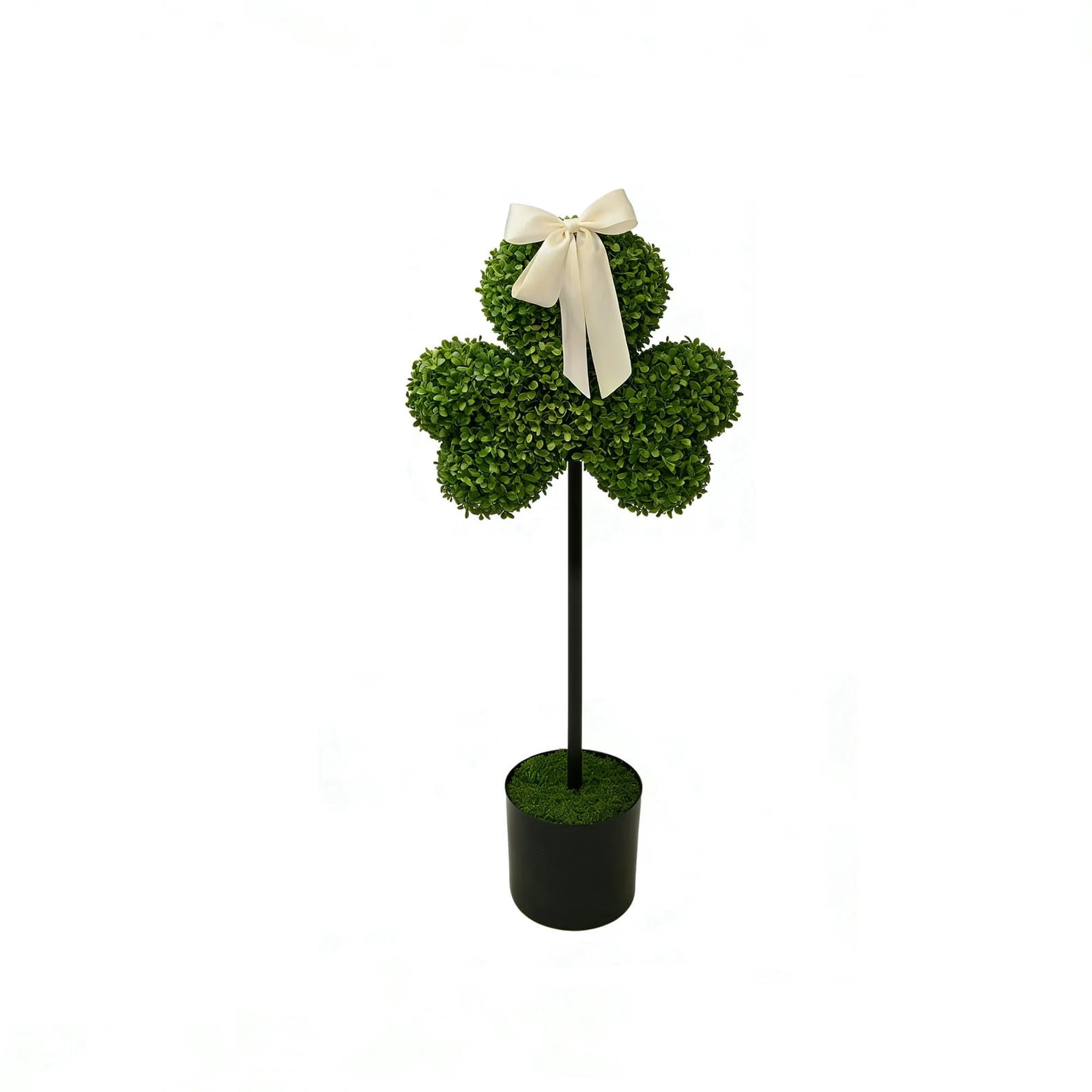 31.5" Artificial Shamrock Topiary Tree in Pot - Faux Boxwood Clover ...