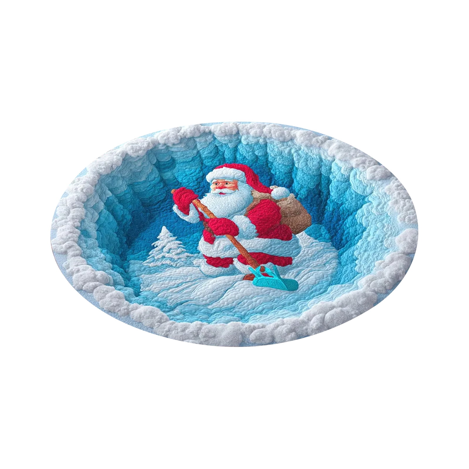 31.5" Christmas Santa Claus 3D Round Rugs, Fun & Soft Christmas Rug ...