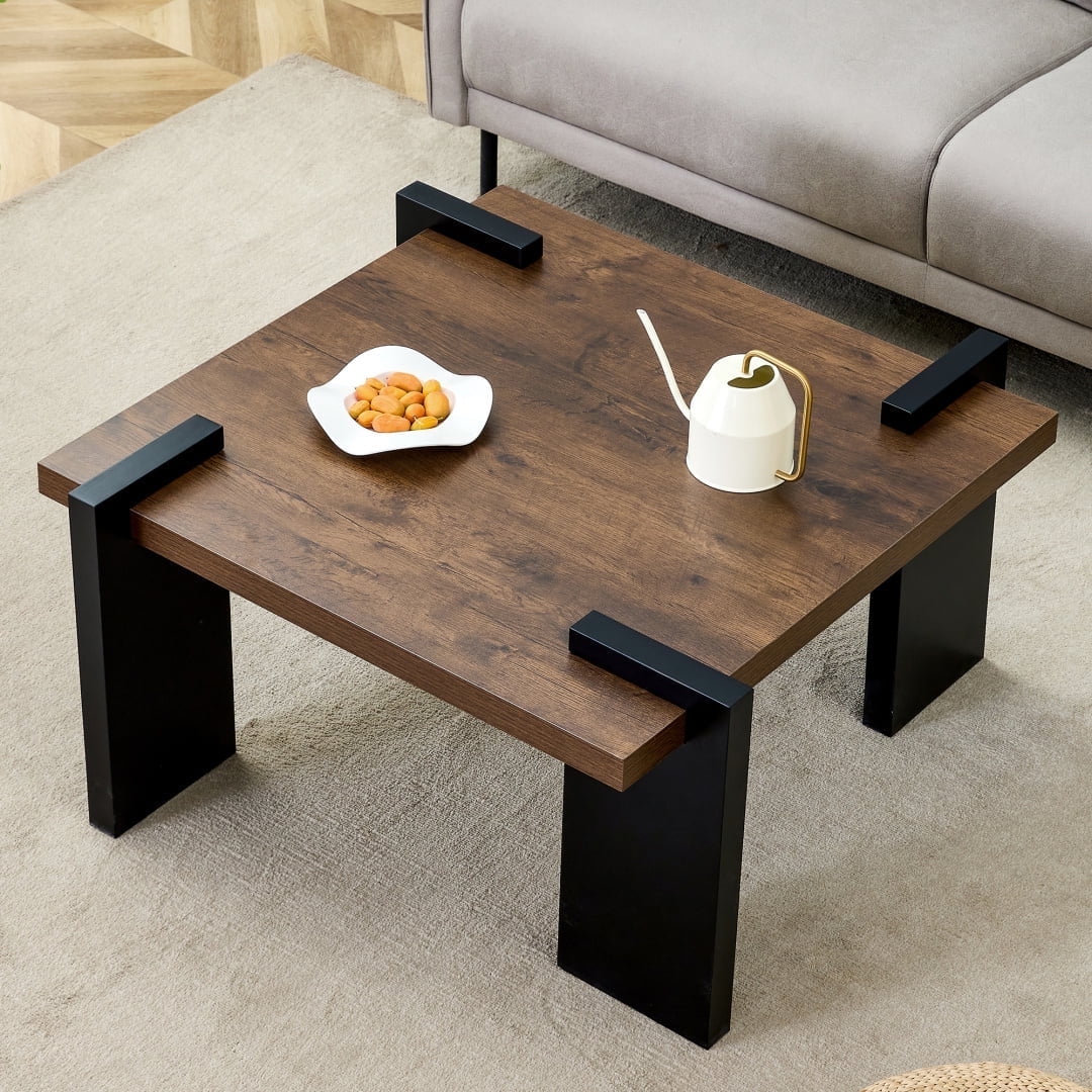 31.5" Coffee Table with Non-Slip Mat & Steady Support Legs, Faux Solid ...