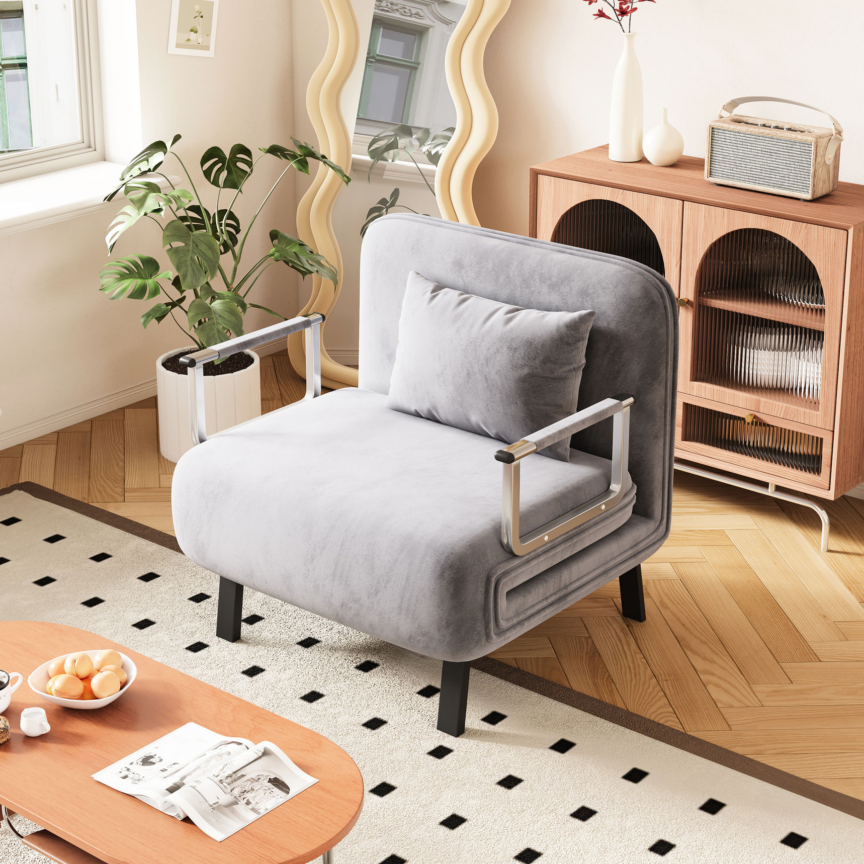 31.5″ Convertible Tri - Fold Chair Bed with Adjustable Backrest ...