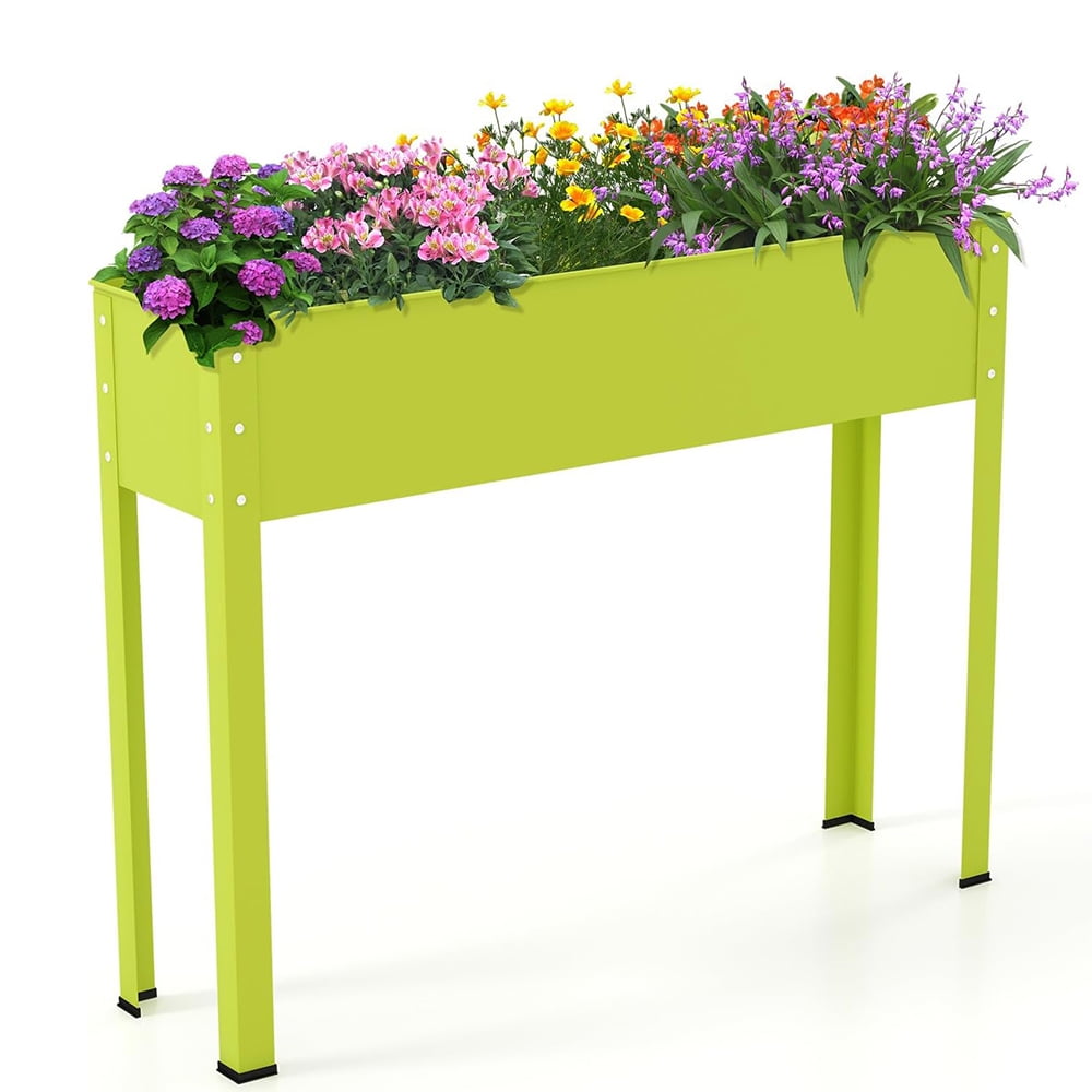 31.5” Elevated Planter Box Stand, Outdoor Rectangular Raised Flower Bed ...