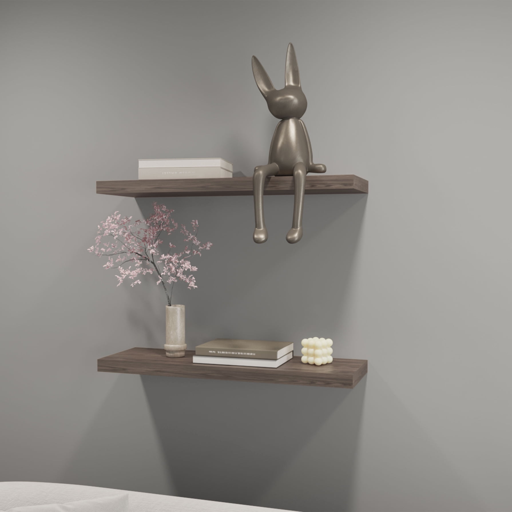 31.5" Floating Shelves Set of 2, Wooden Wall Mounted Shelves, Modern ...