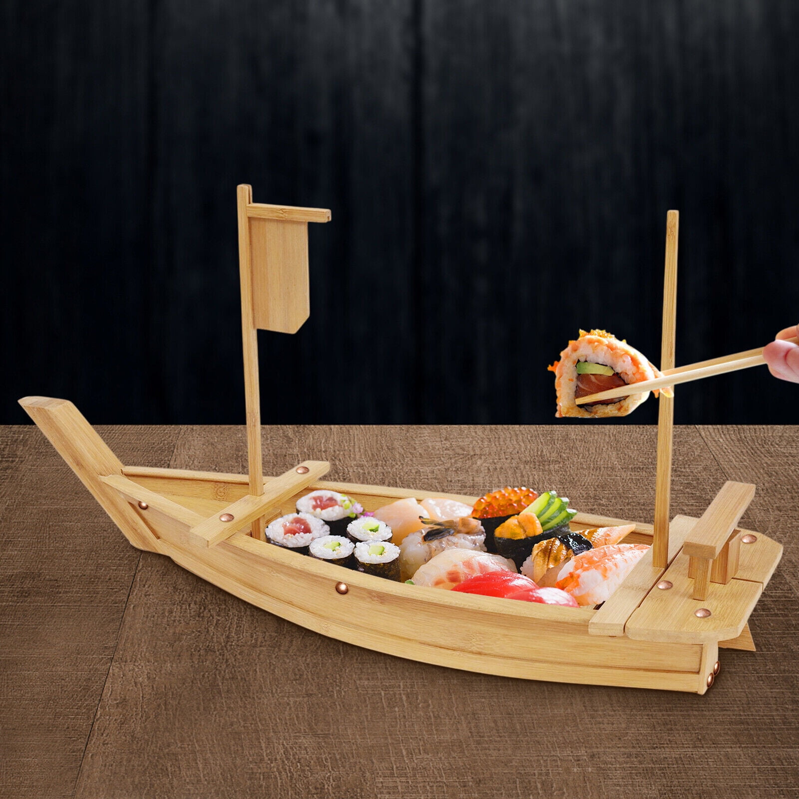 31.5'' Fruit Sashimi Sushi Seafood Display Plate Bamboo Sushi Boat ...