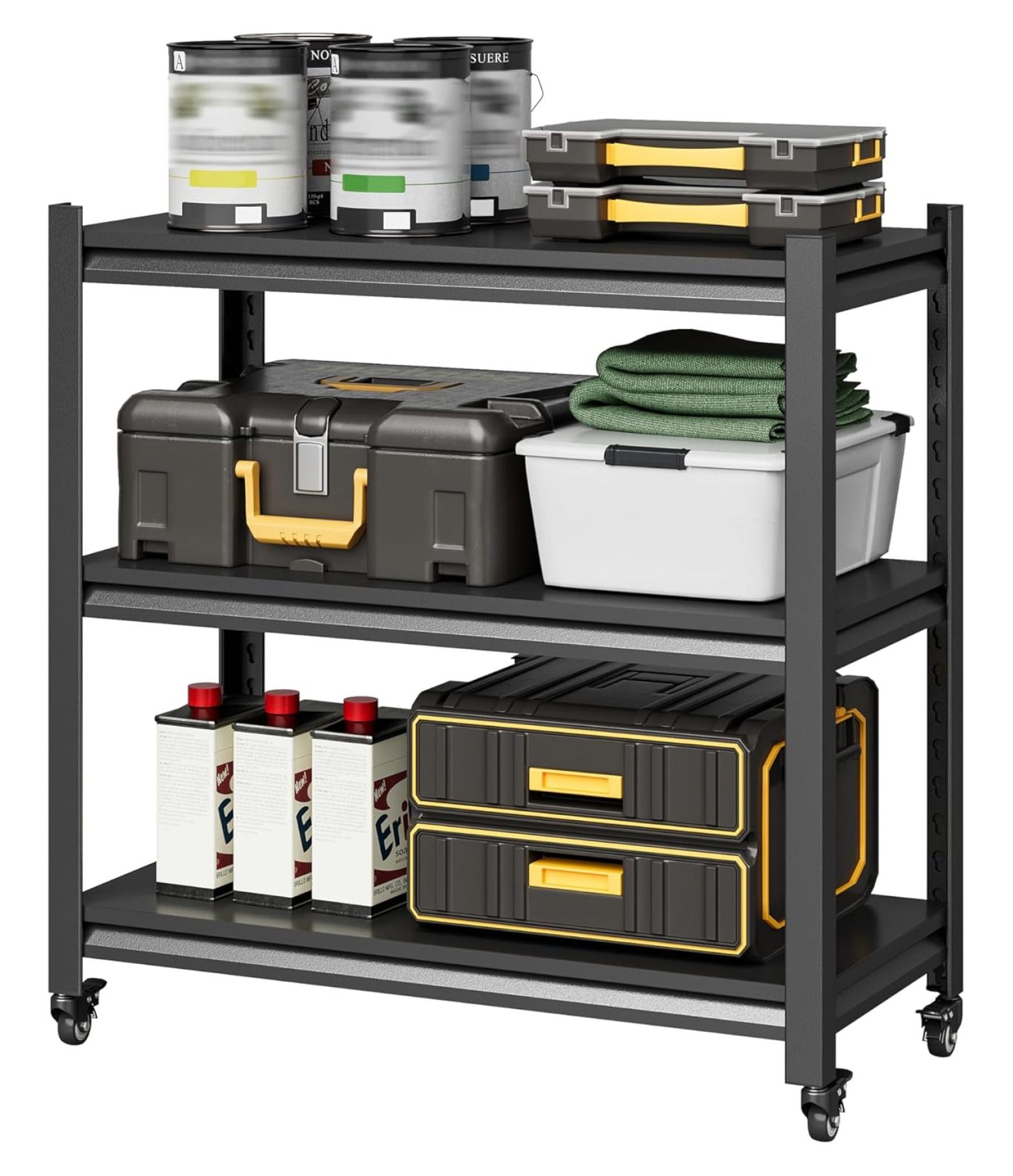 31.5" H Workbench, Heavy Duty Metal Tool Workbench with Wheels, Steel ...