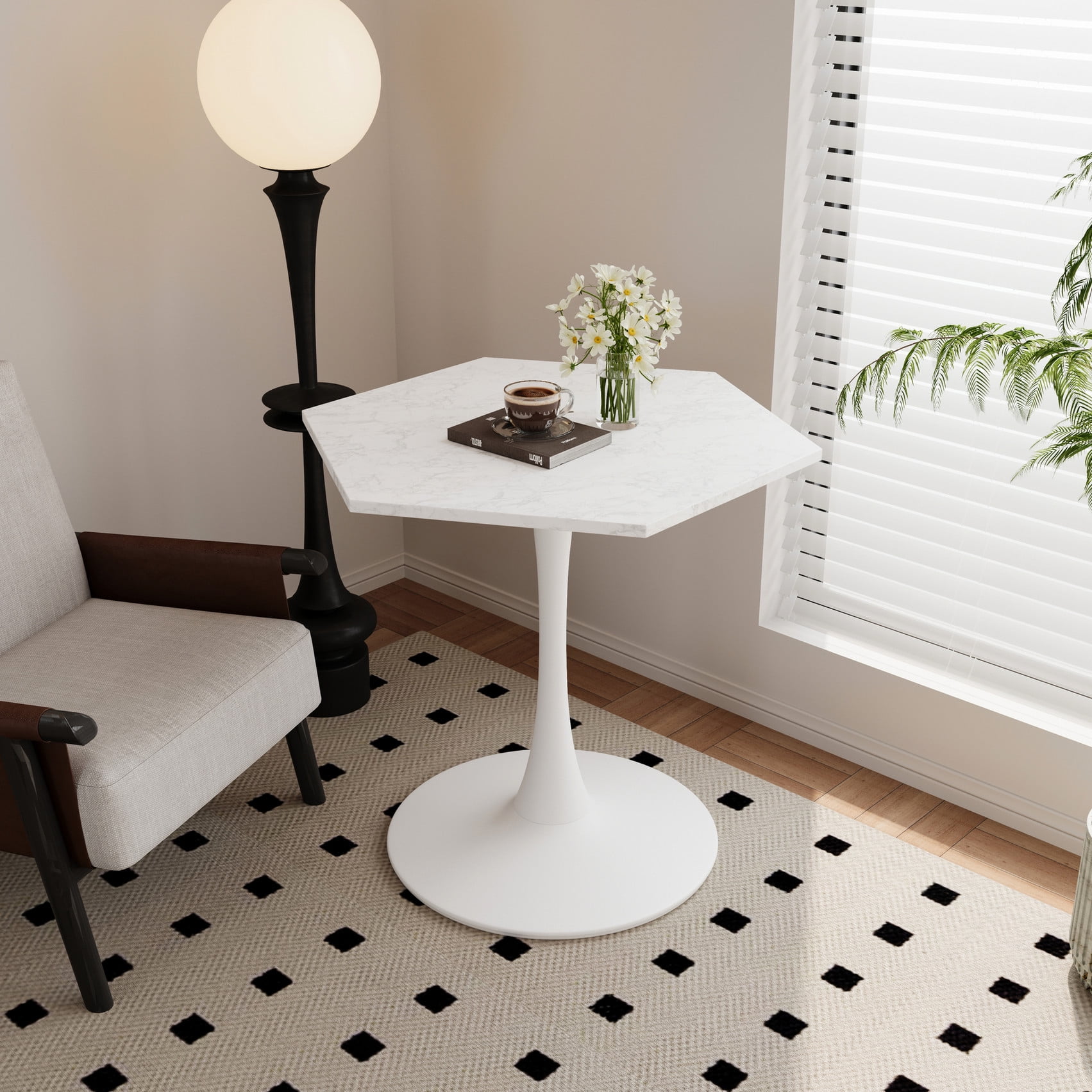 31.5" Hexagonal Coffee Table for Living Room / Sturdy Base, Beautiful ...