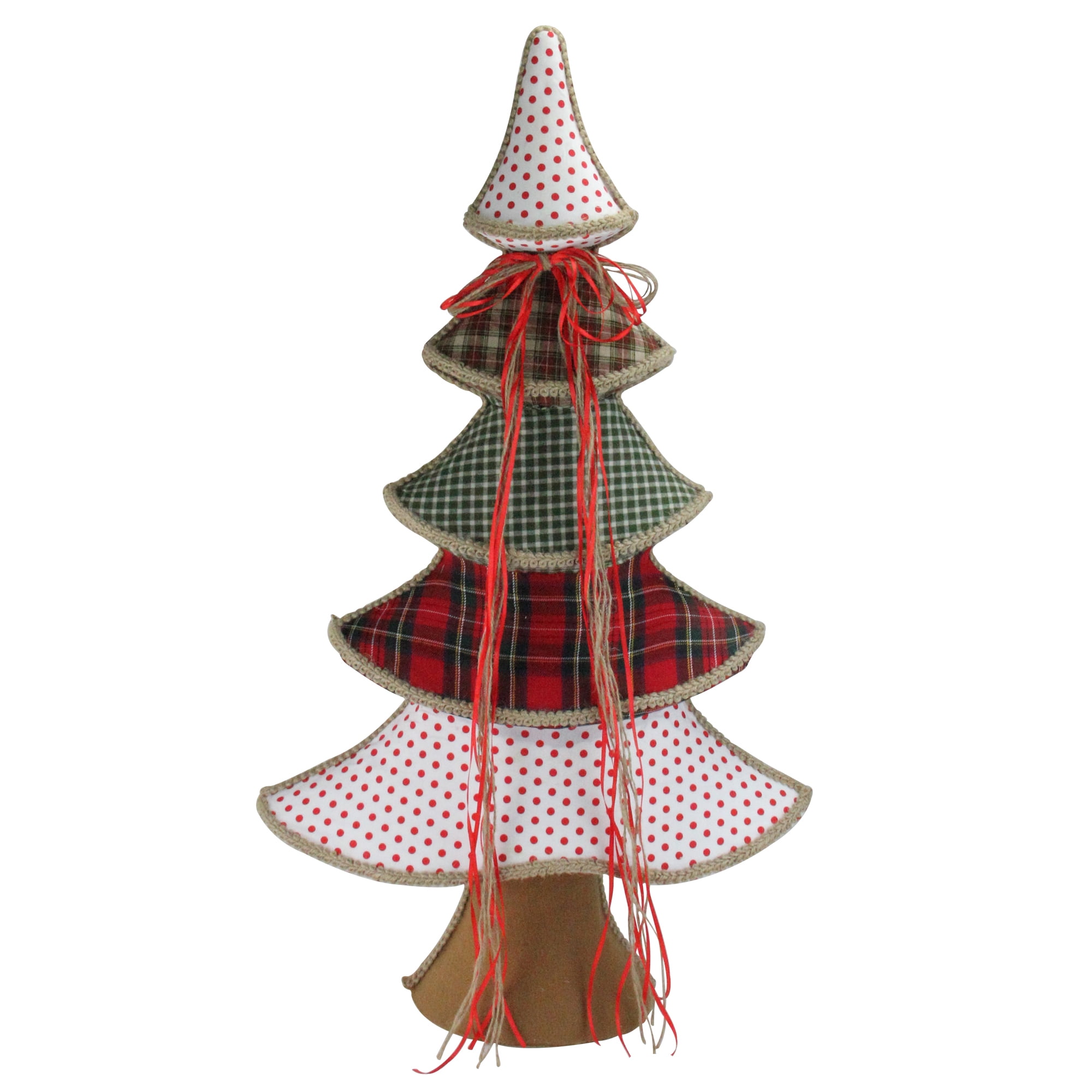 Northlight Polka Dot and Plaid Christmas Tree with Ribbon Bow ...