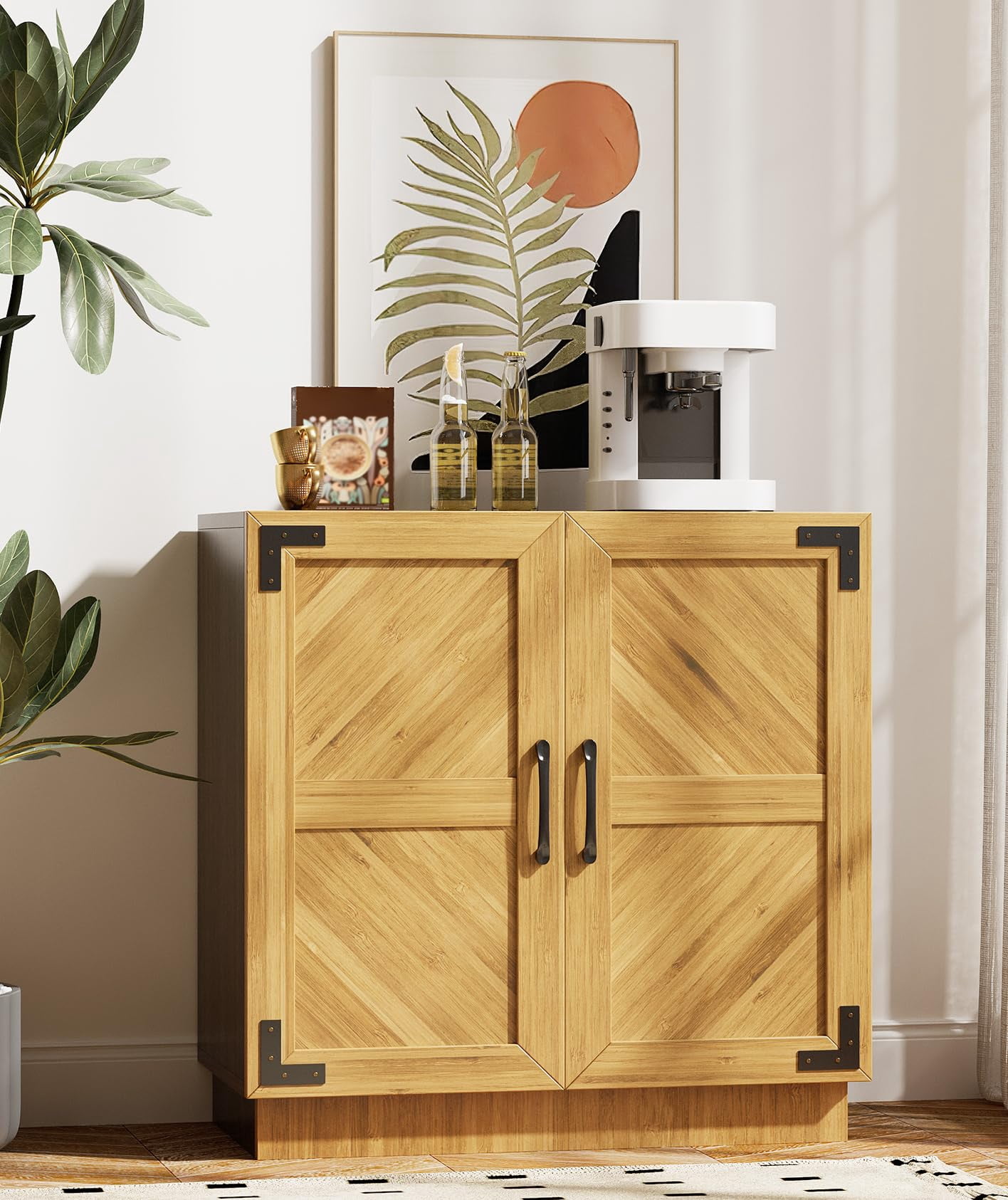 31.5 Inch Farmhouse Buffet Cabinet, Credenza with Doors & Adjustable ...