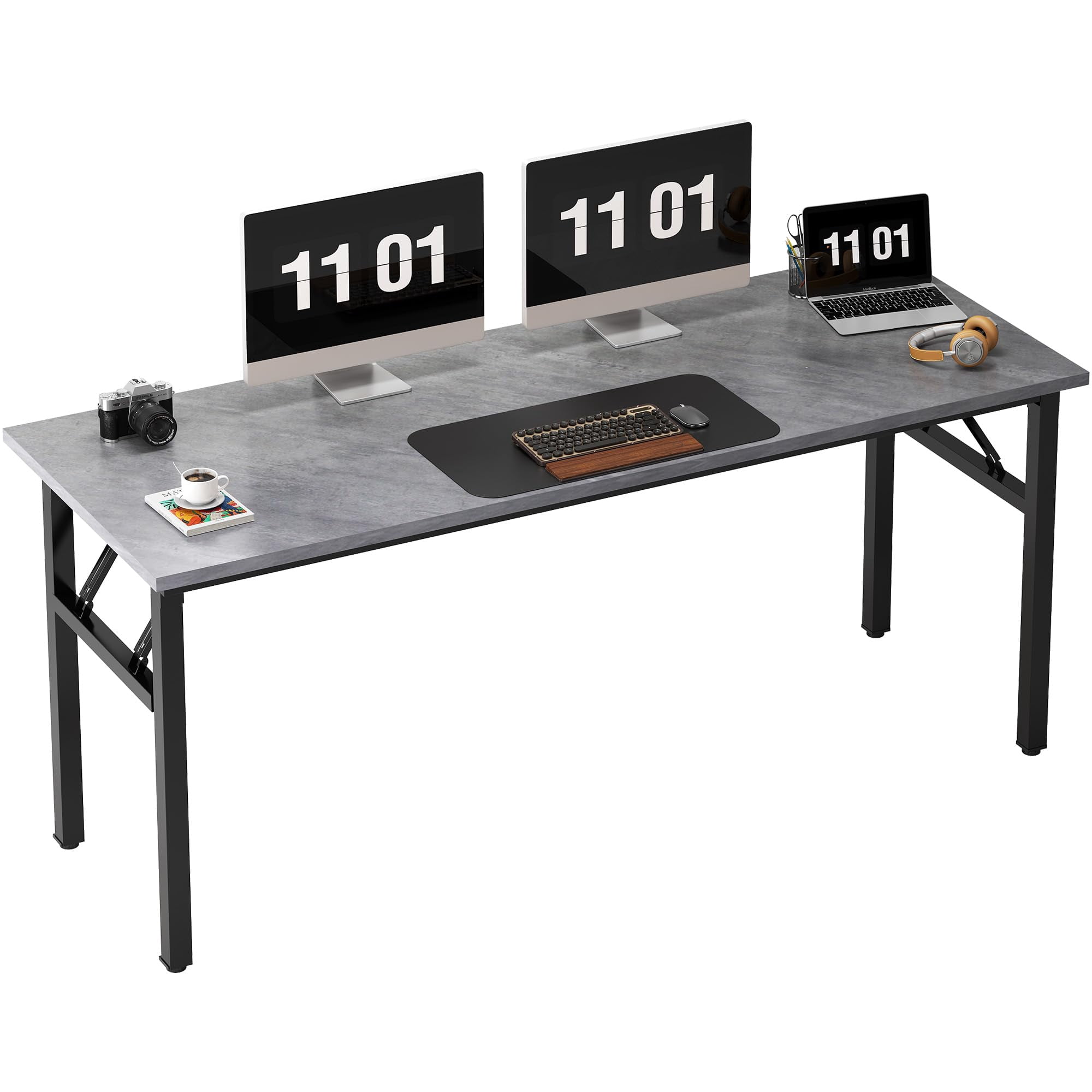 31.5 Inch Folding Computer Desk Grey For Home Office Bedroom Dorm Space ...
