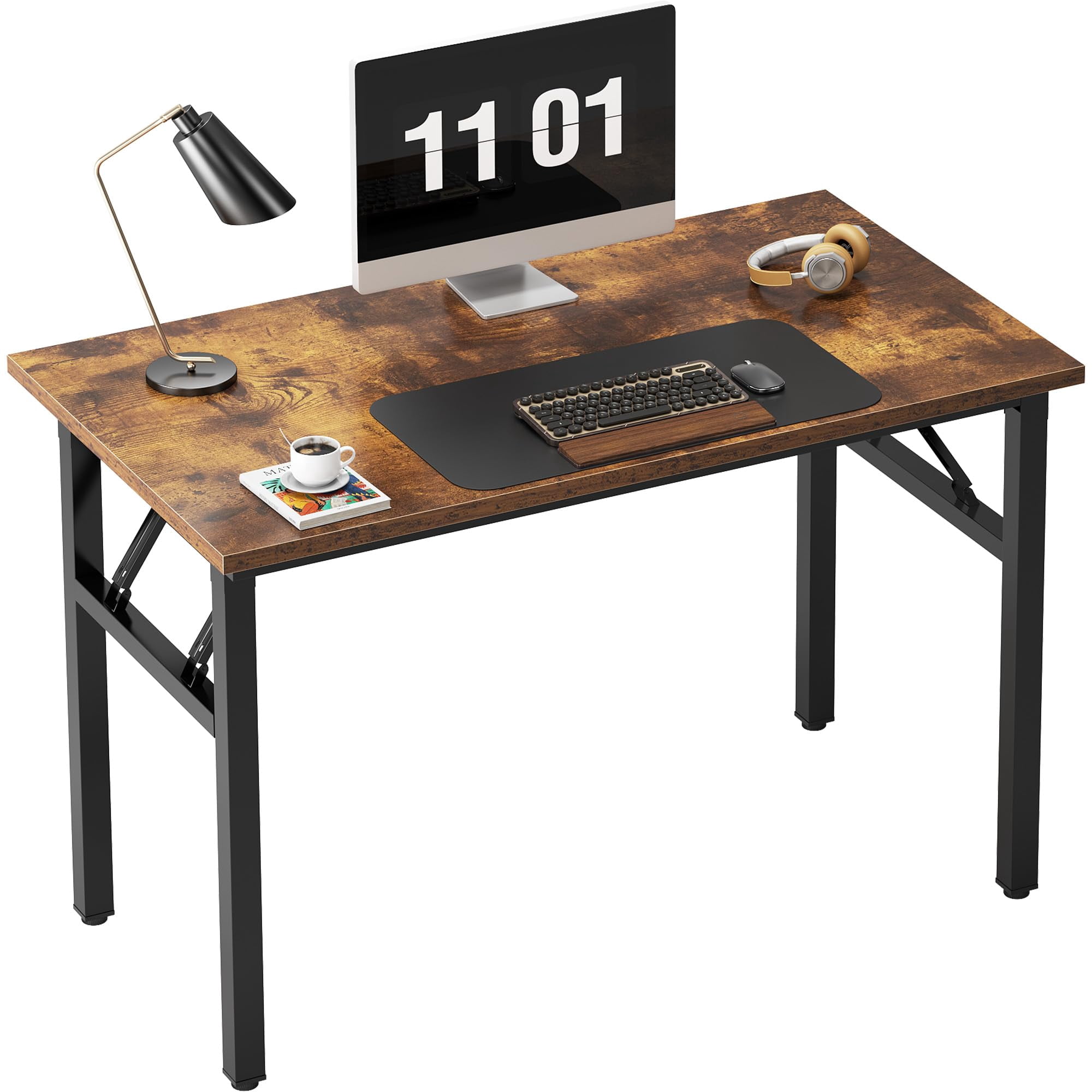 31.5 Inch Folding Computer Desk Rustic Brown For Home Office Bedroom ...